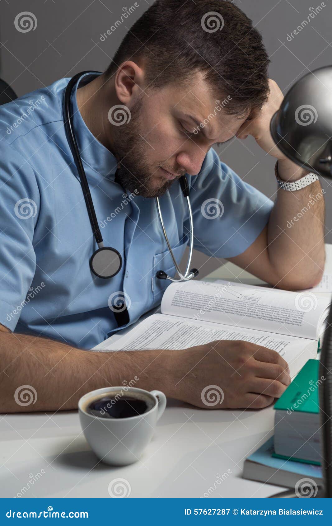 Doctor studying book stock image. Image of care, medicine - 57627287