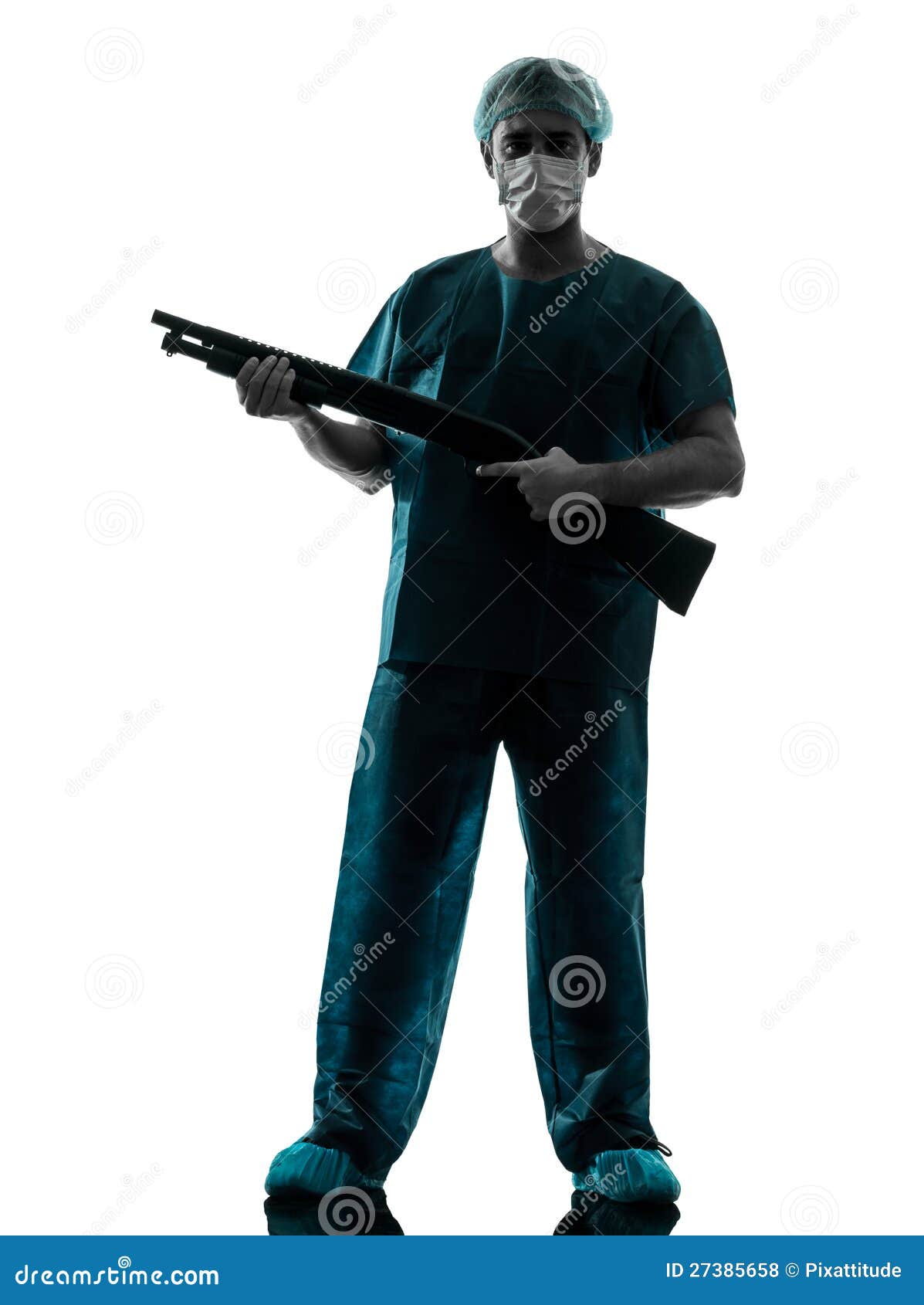 Doctor Surgeon Man Holding Shotgun Stock Photo - Image of isolated ...