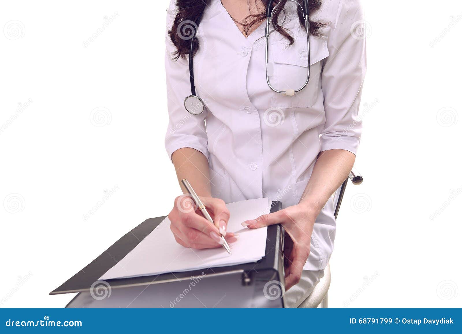 A Doctor in the Surgery Performs Administrative Work. Stock Image ...