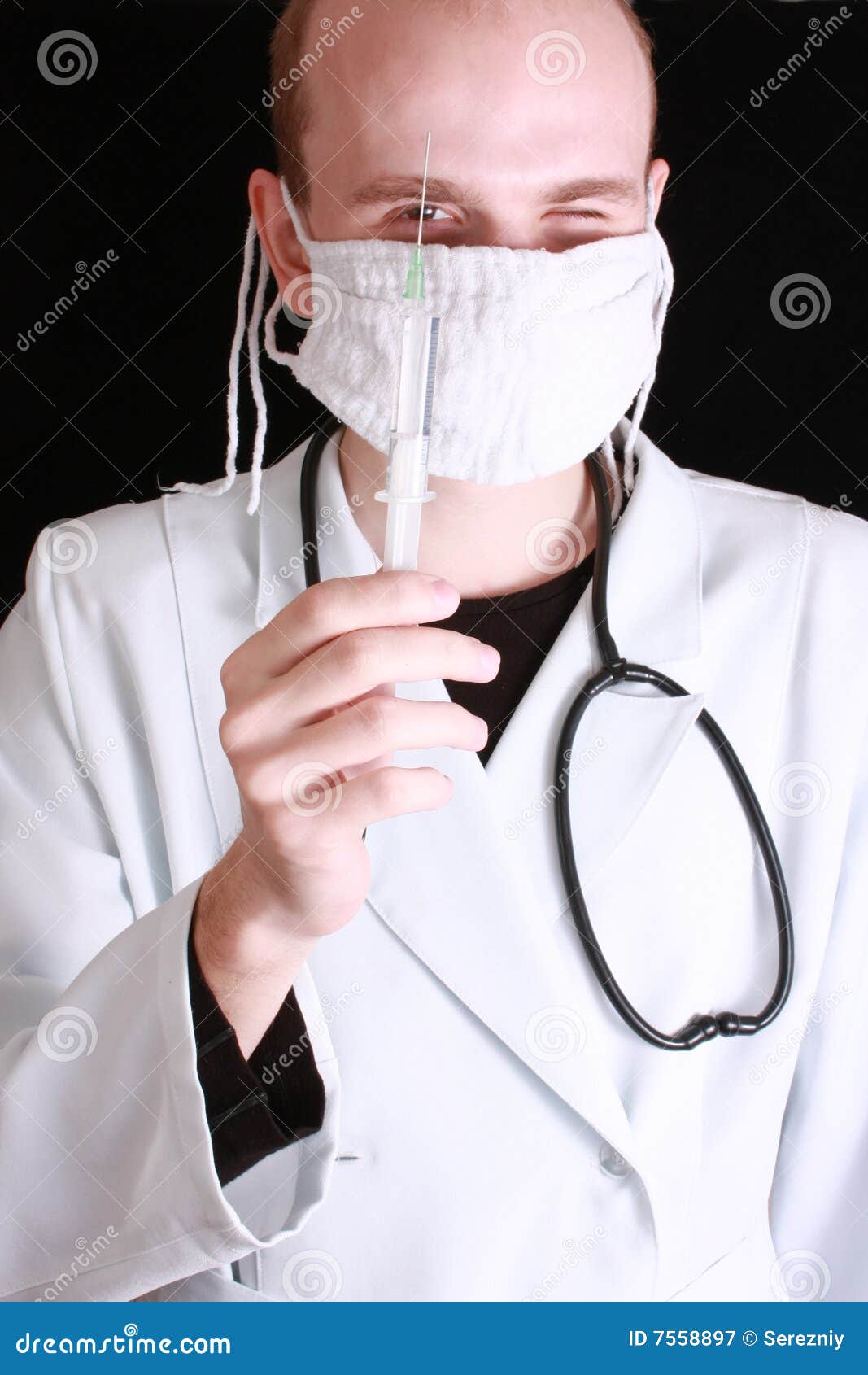 Doctor with syringe stock image. Image of cartoon, medicine - 7558897