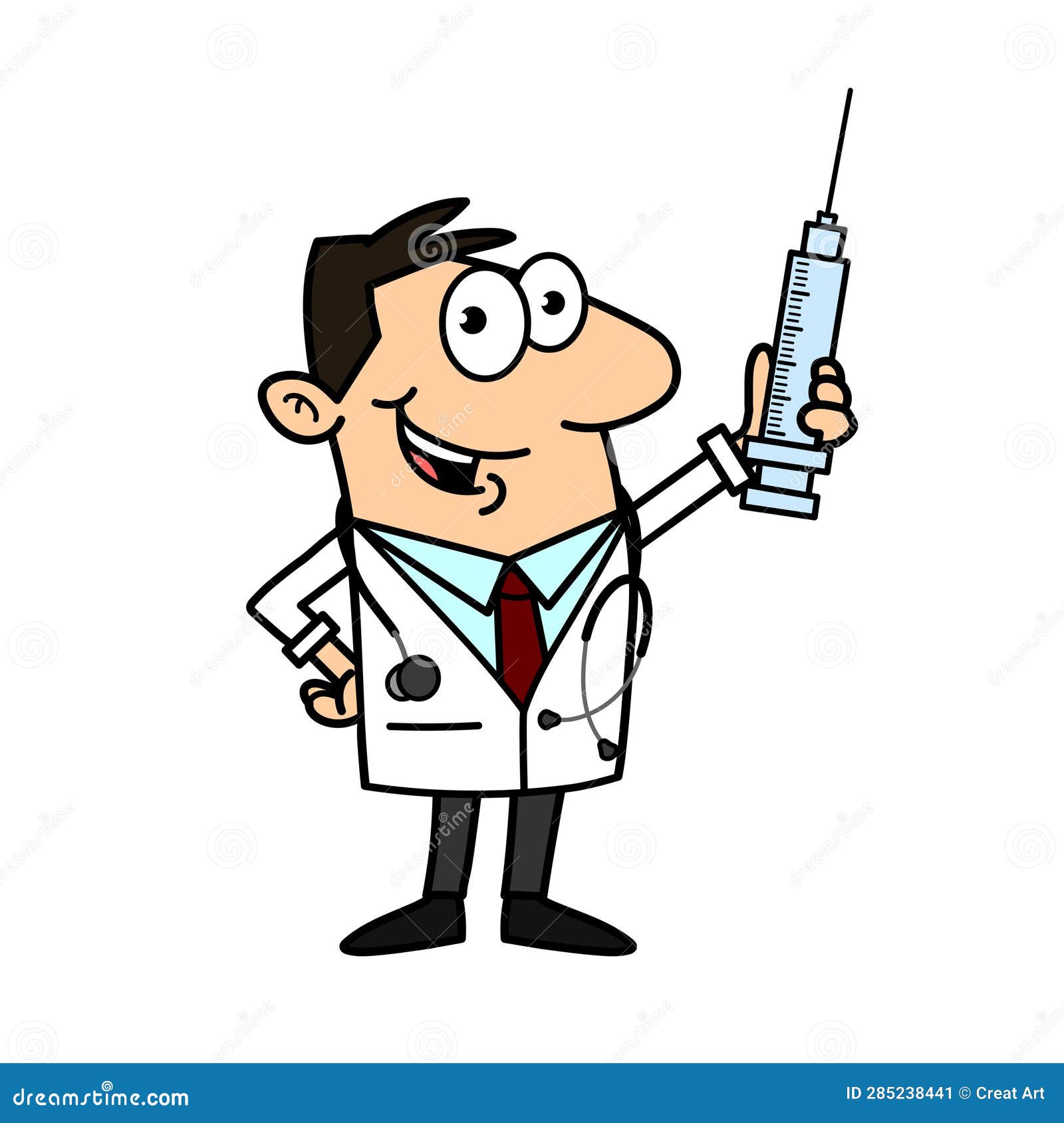 Doctor with Syringe Cartoon Vector Illustration Stock Vector ...