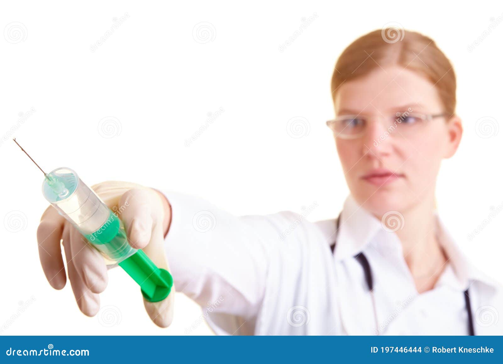 Doctor with syringe stock photo. Image of copy, physician - 197446444