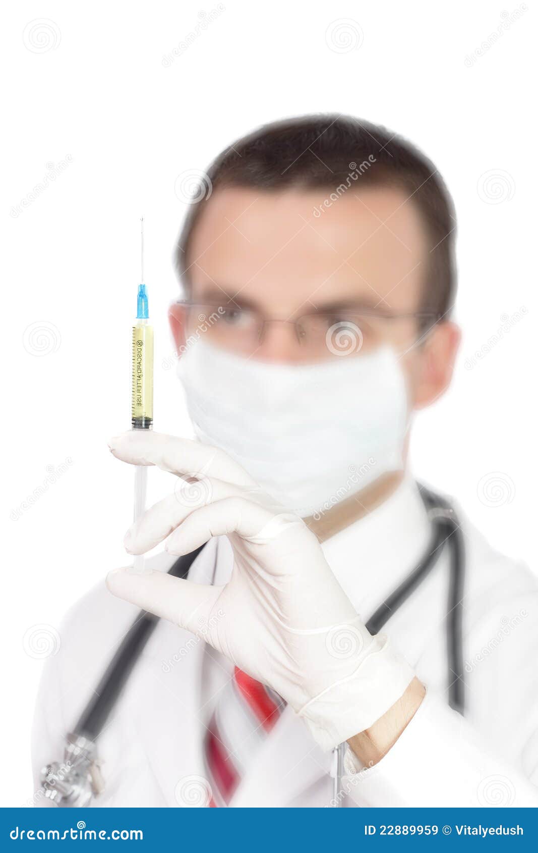 Doctor - with Syringe and Medication. Isolated. Stock Image - Image of ...