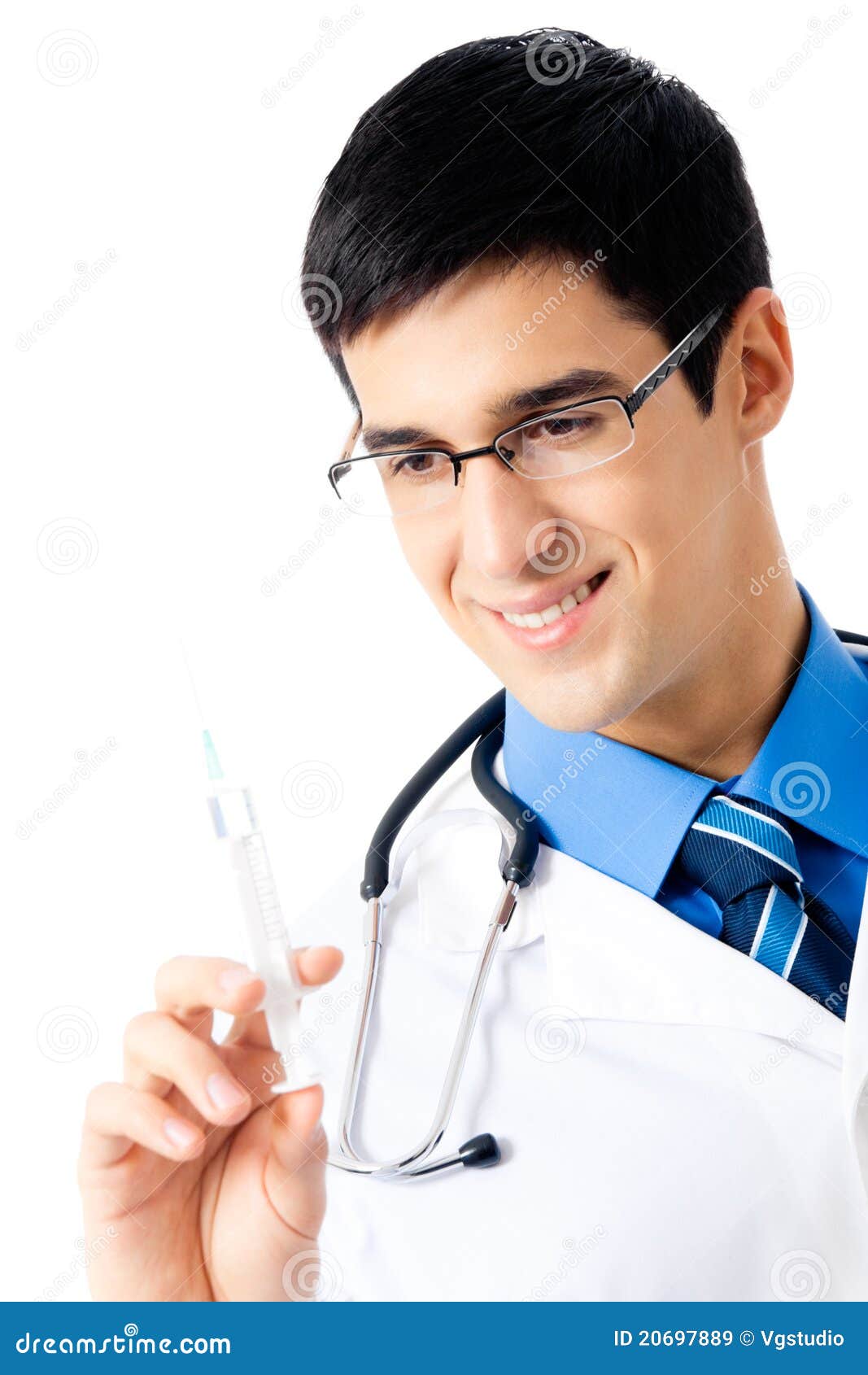 Doctor with Syringe, on White Stock Image - Image of personnel, drug ...