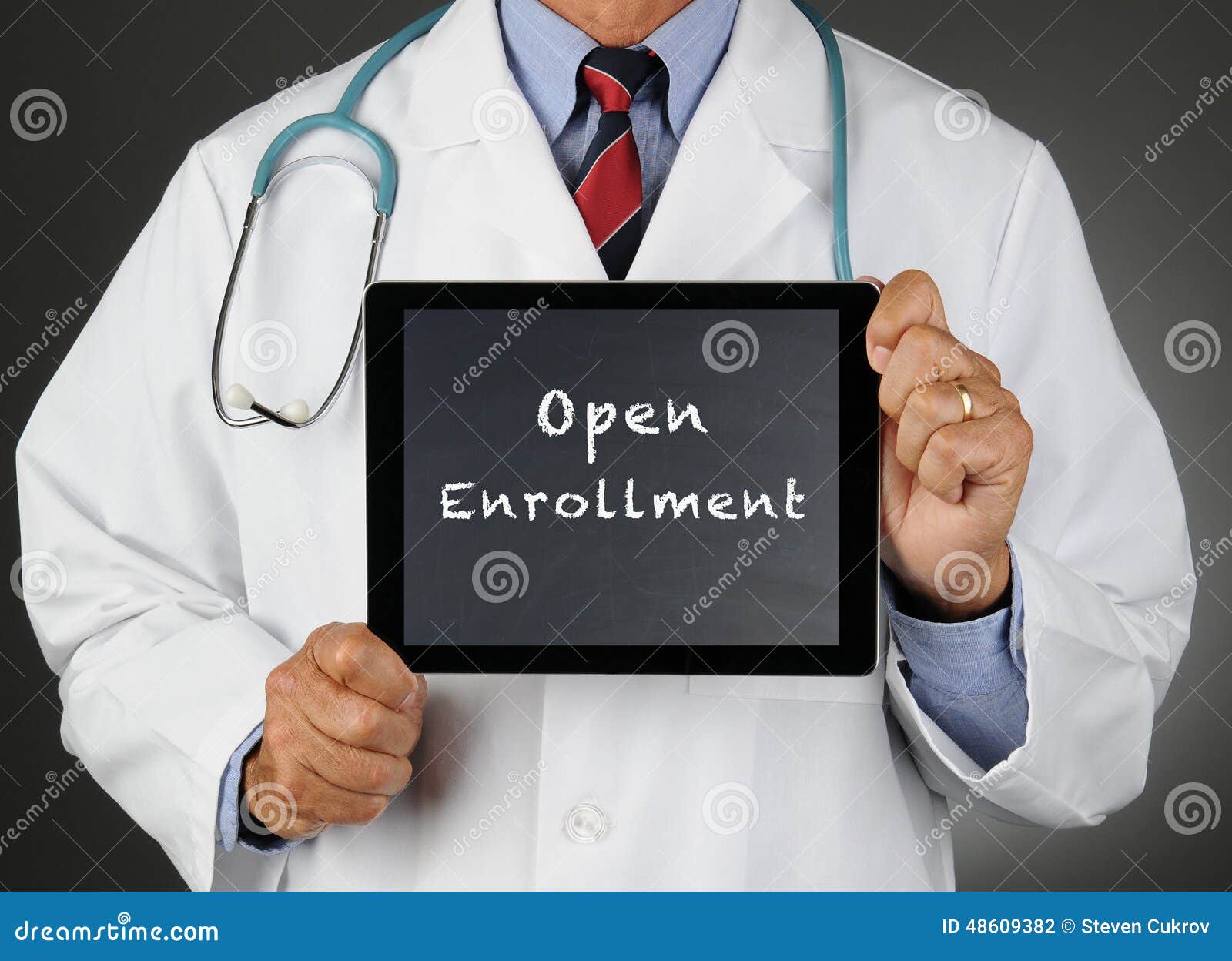 Doctor Tablet Computer Open Enrollment Stock Photo - Image of coat ...