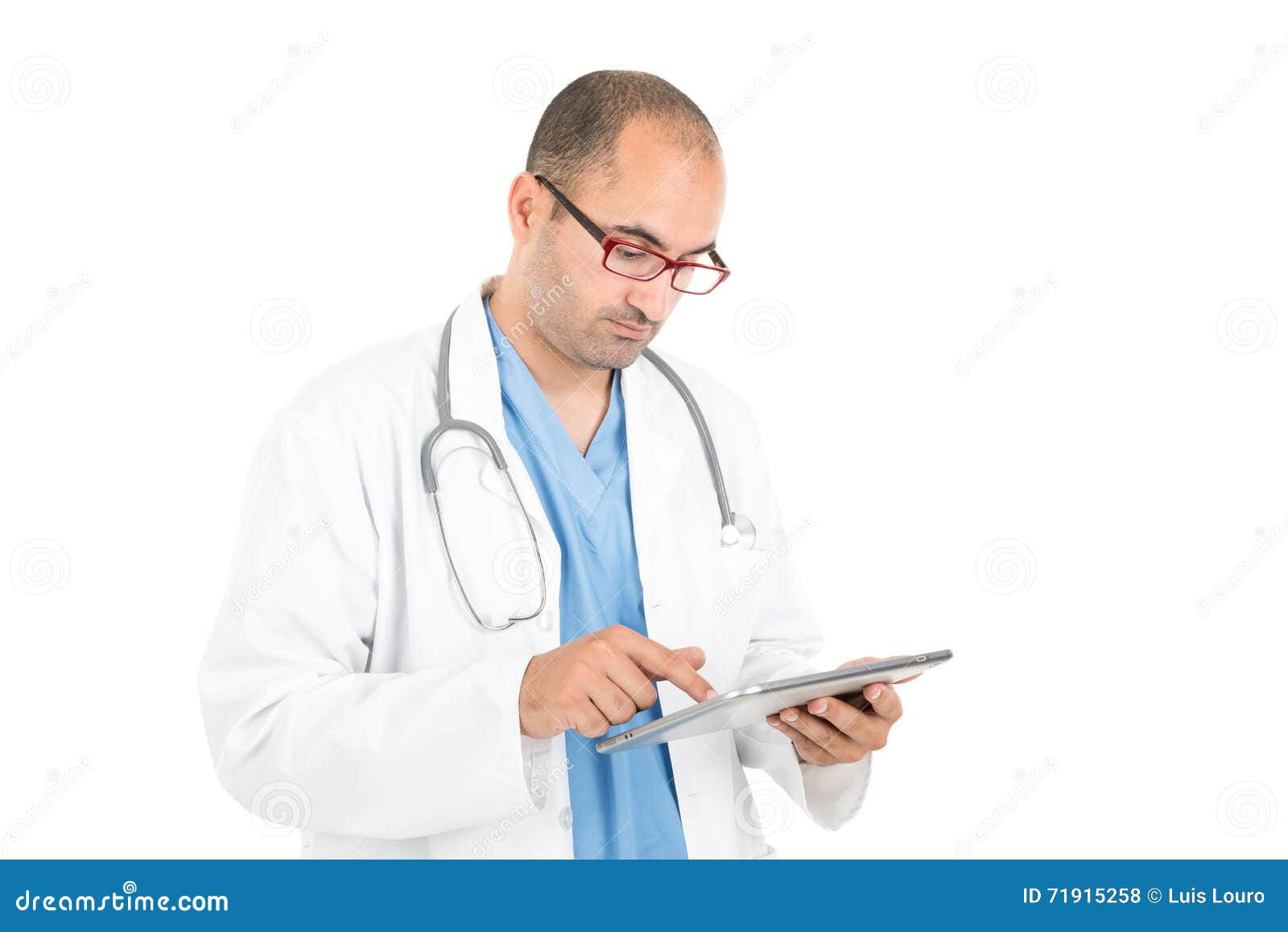 Doctor with tablet stock photo. Image of people, medicine - 71915258