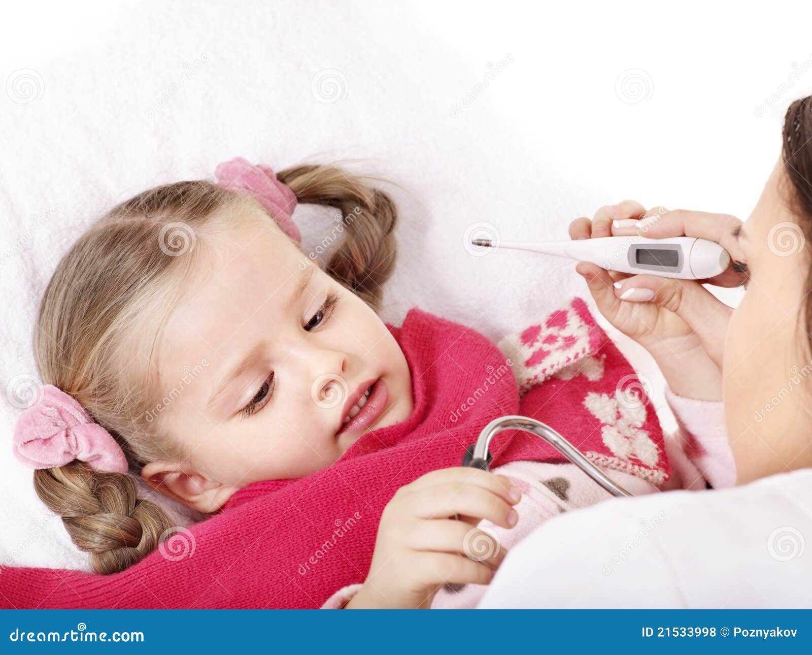 Doctor Take Child Temperature Stock Photo - Image of symptom, sniffle ...