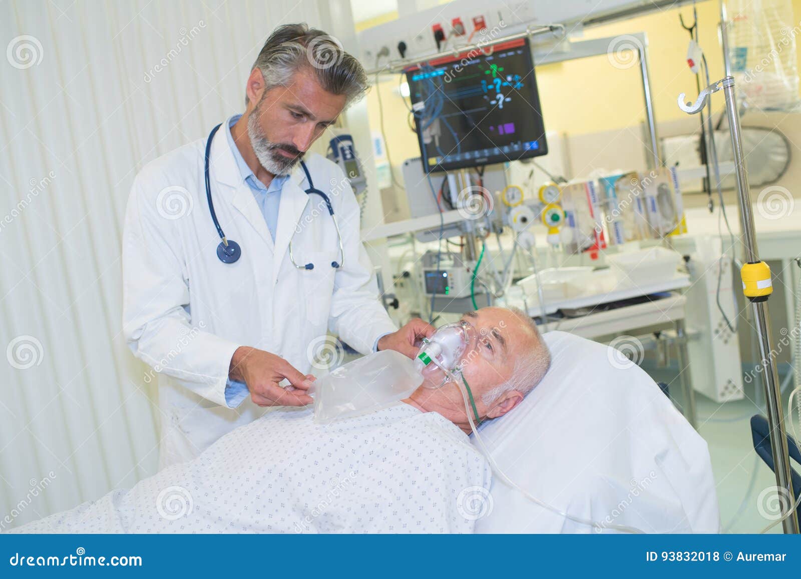 Doctor Taking Care Critically Ill Patient Stock Photo - Image of doctor ...