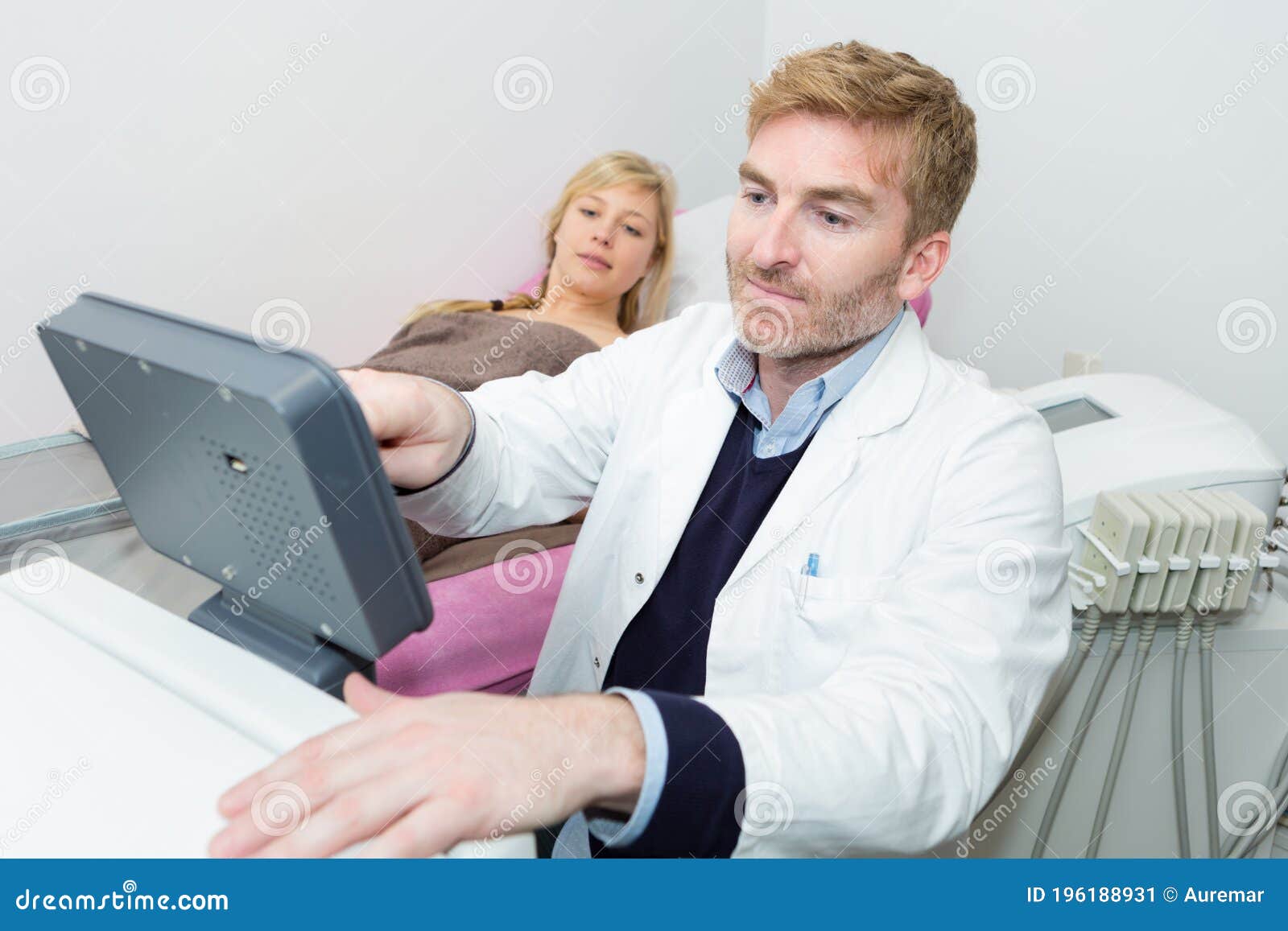 Doctor Taking Care Suffering Patient Stock Image - Image of hospital ...