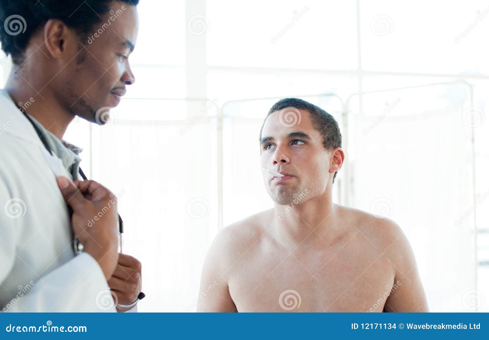A Doctor Taking His Patient S Temperature Stock Photo - Image of fever ...