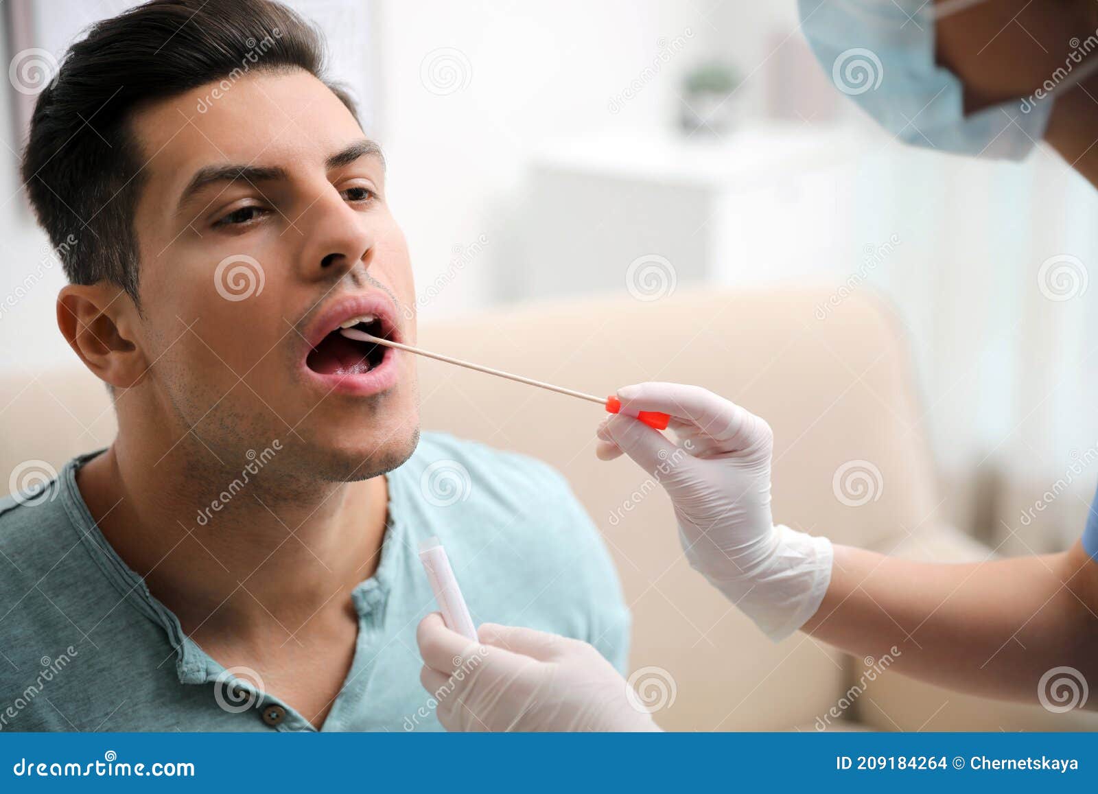 Doctor Taking Sample for DNA Test from Man in Clinic Stock Photo ...