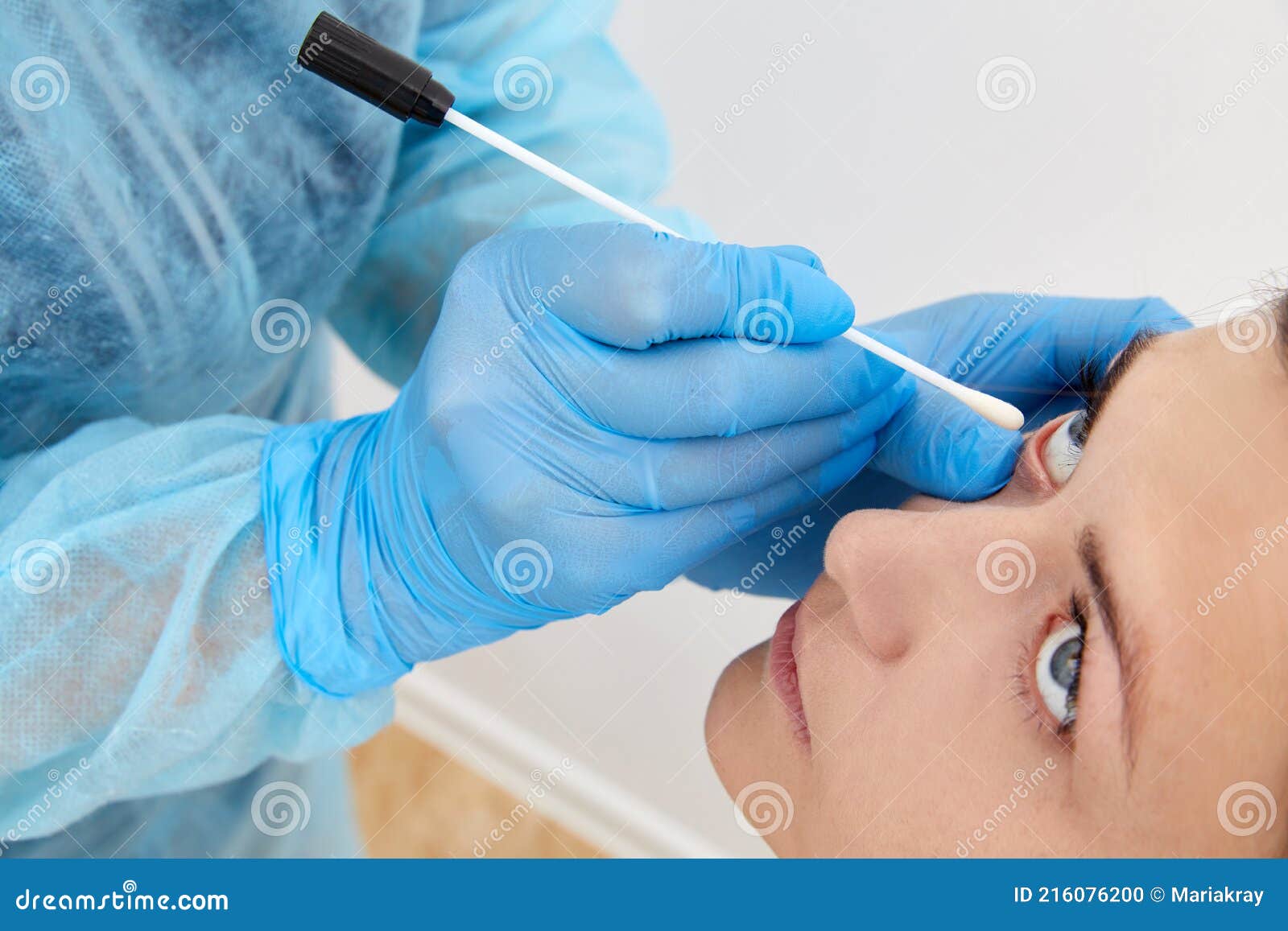 Doctor Taking Sample with Swab from the Eye Stock Photo - Image of girl ...