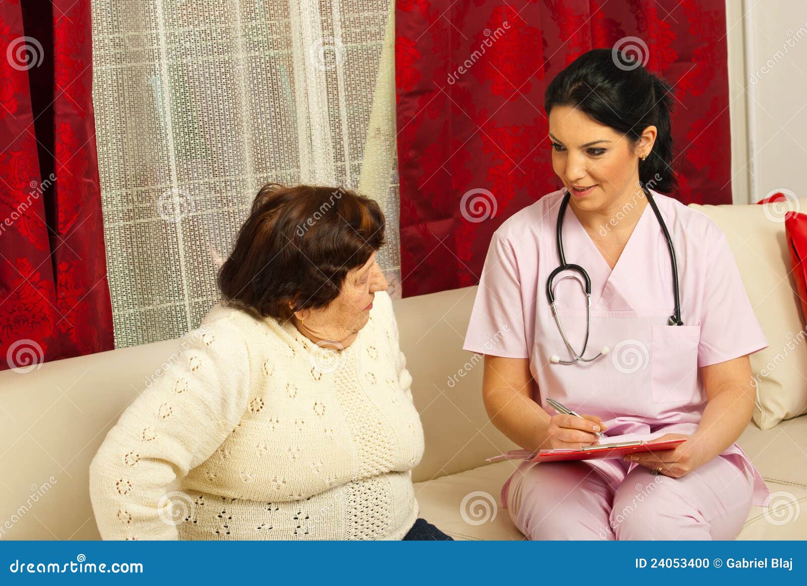 Doctor Talking with Elderly Woman Home Stock Photo - Image of aged ...