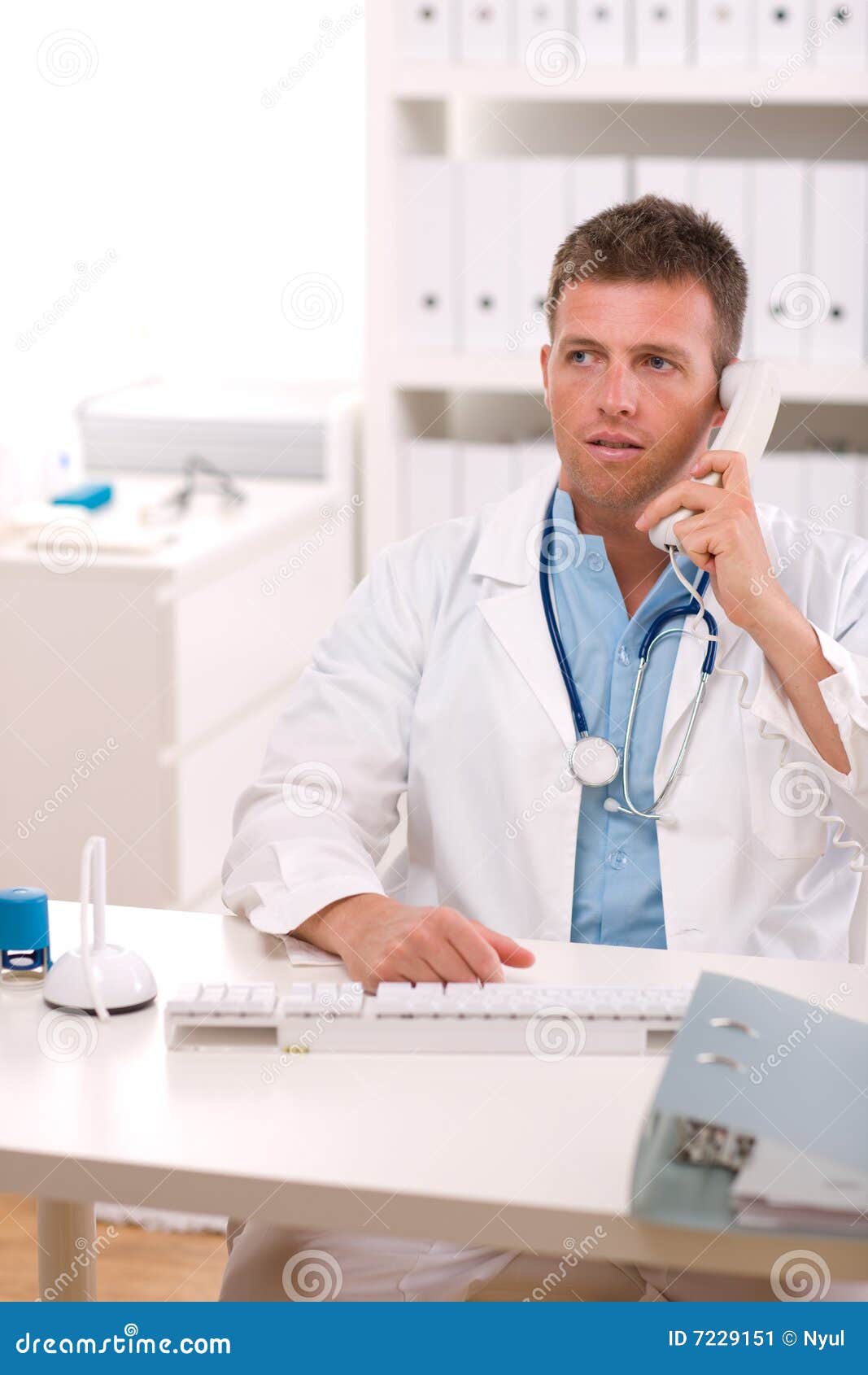 Doctor talking on phone stock image. Image of alone, consultant - 7229151