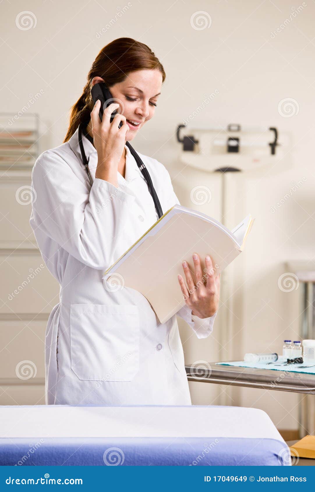 Doctor Talking on Telephone Stock Image - Image of person, european ...