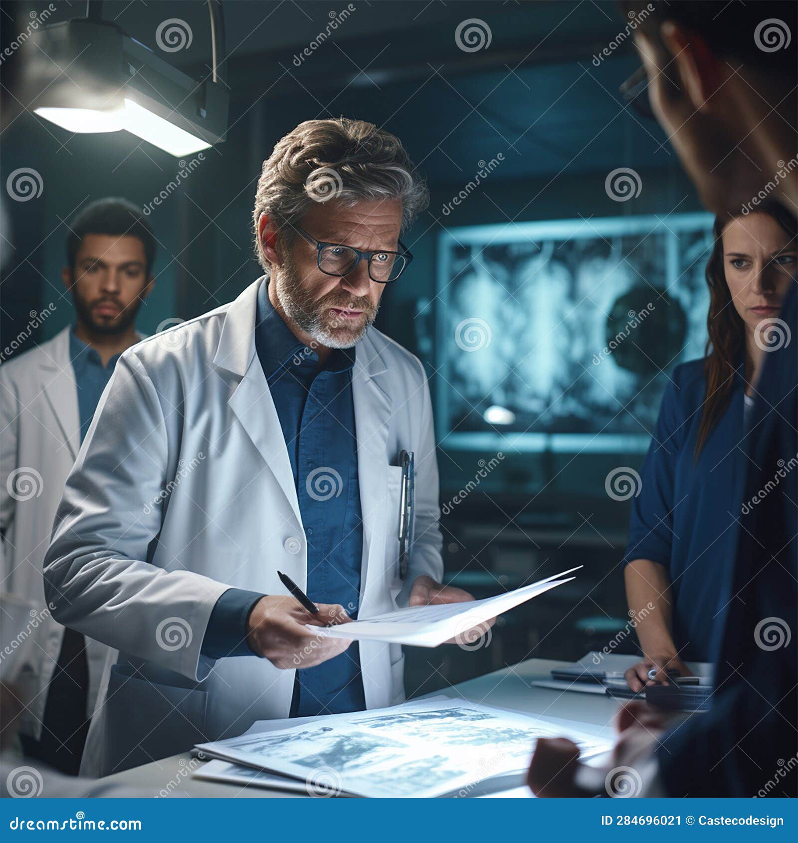A Doctor Talking To His Colleagues Generated by AI Stock Illustration ...