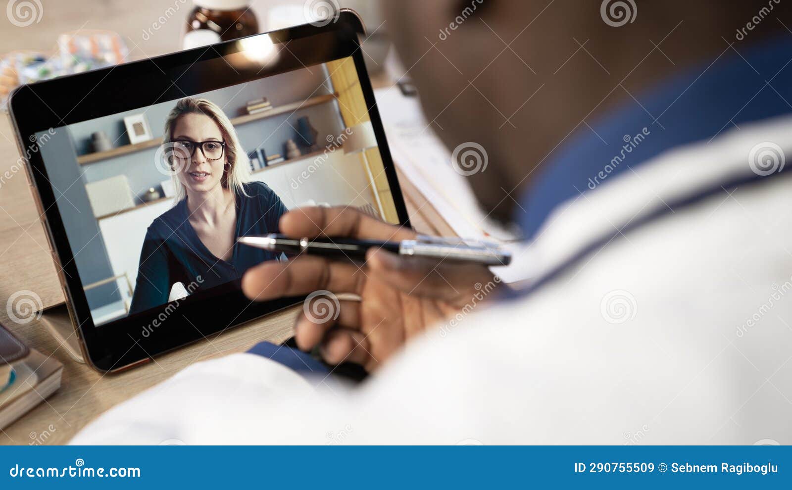 Doctor Talks To Patient on Computer Stock Image - Image of care, remote ...