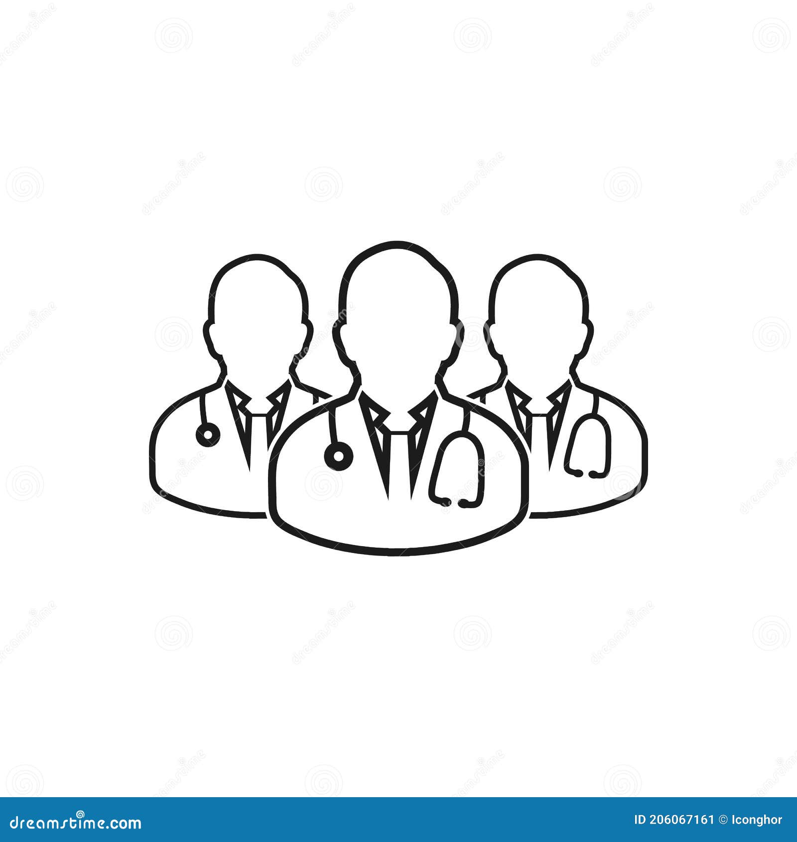 Doctor team line icon. stock vector. Illustration of health - 206067161