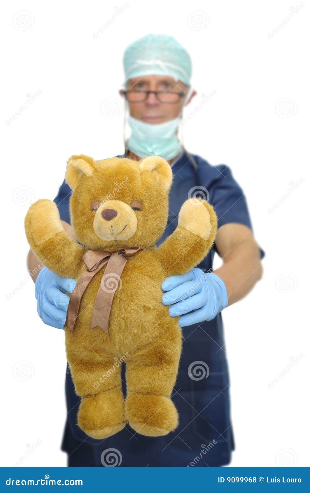 Doctor with teddy stock photo. Image of blue, children - 9099968