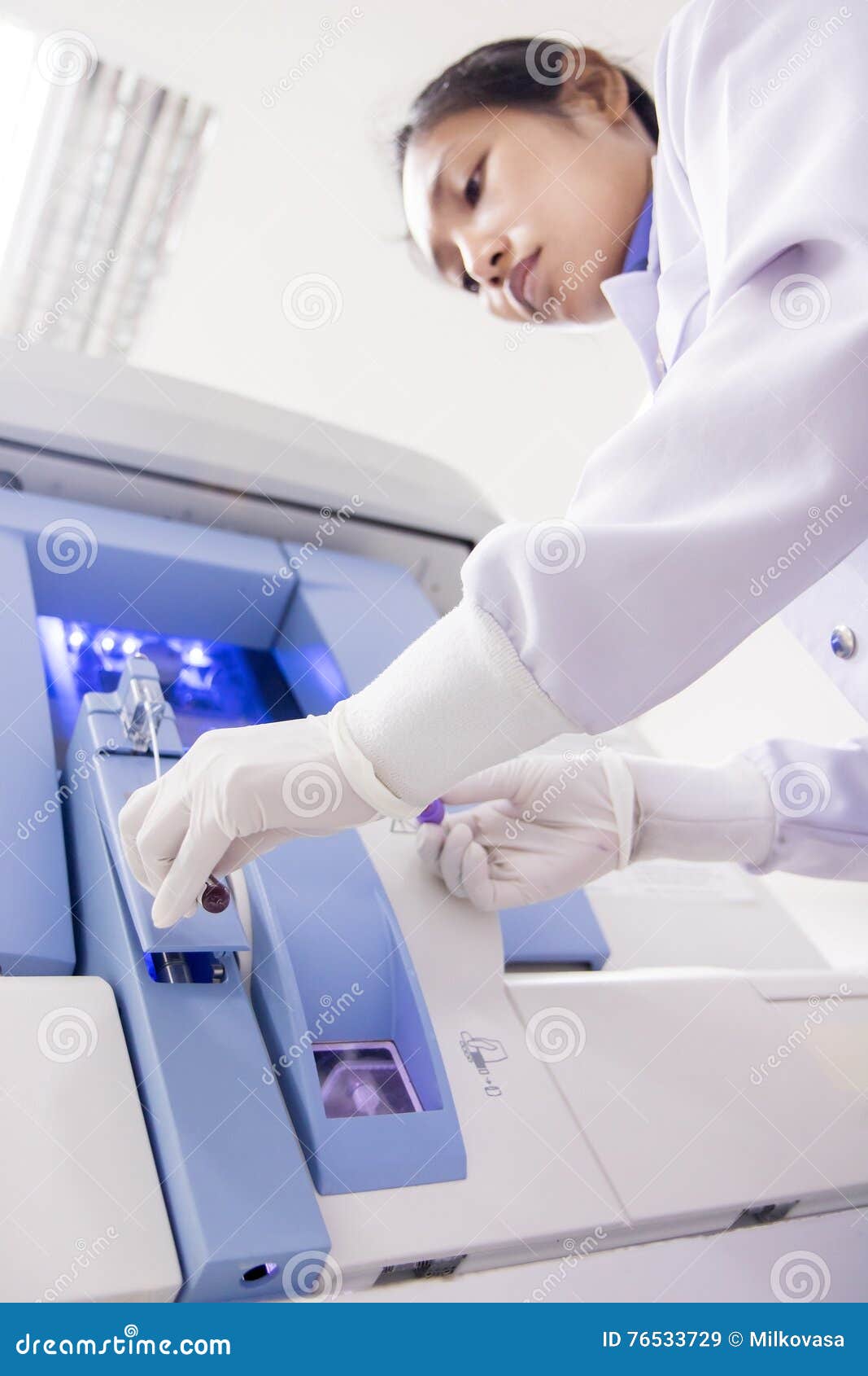 Doctor testing blood stock image. Image of control, gloves - 76533729