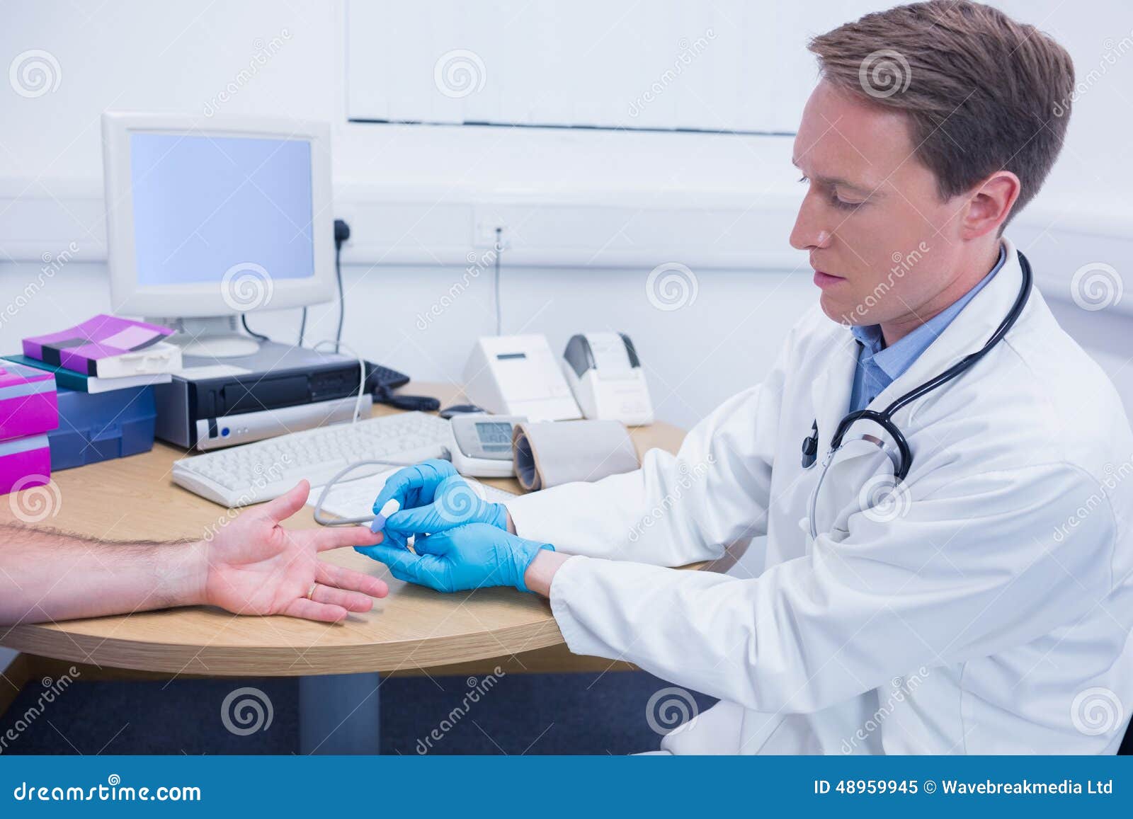 Doctor Testing His Patients Blood Stock Image - Image of male ...