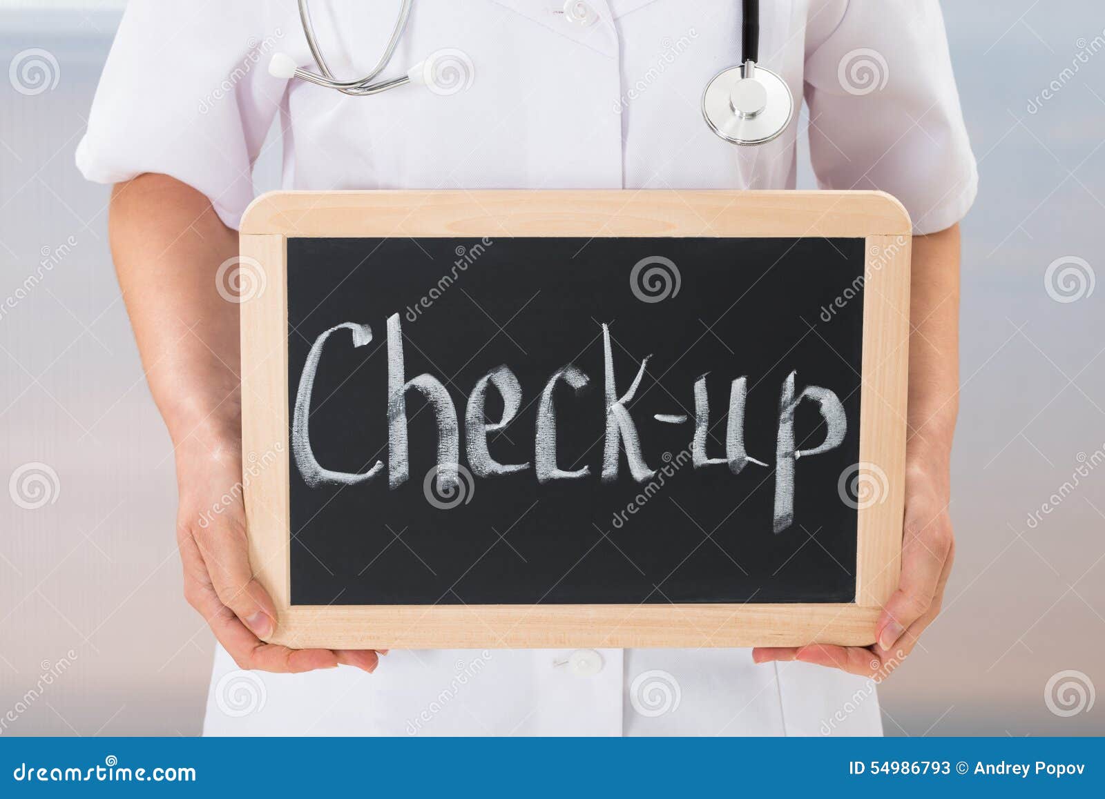 Doctor with Text Check-up on Chalkboard Stock Image - Image of ...