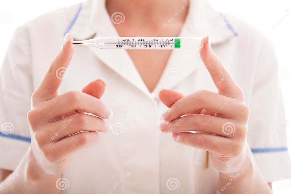 Doctor with thermometer stock image. Image of adult, expression - 18058951