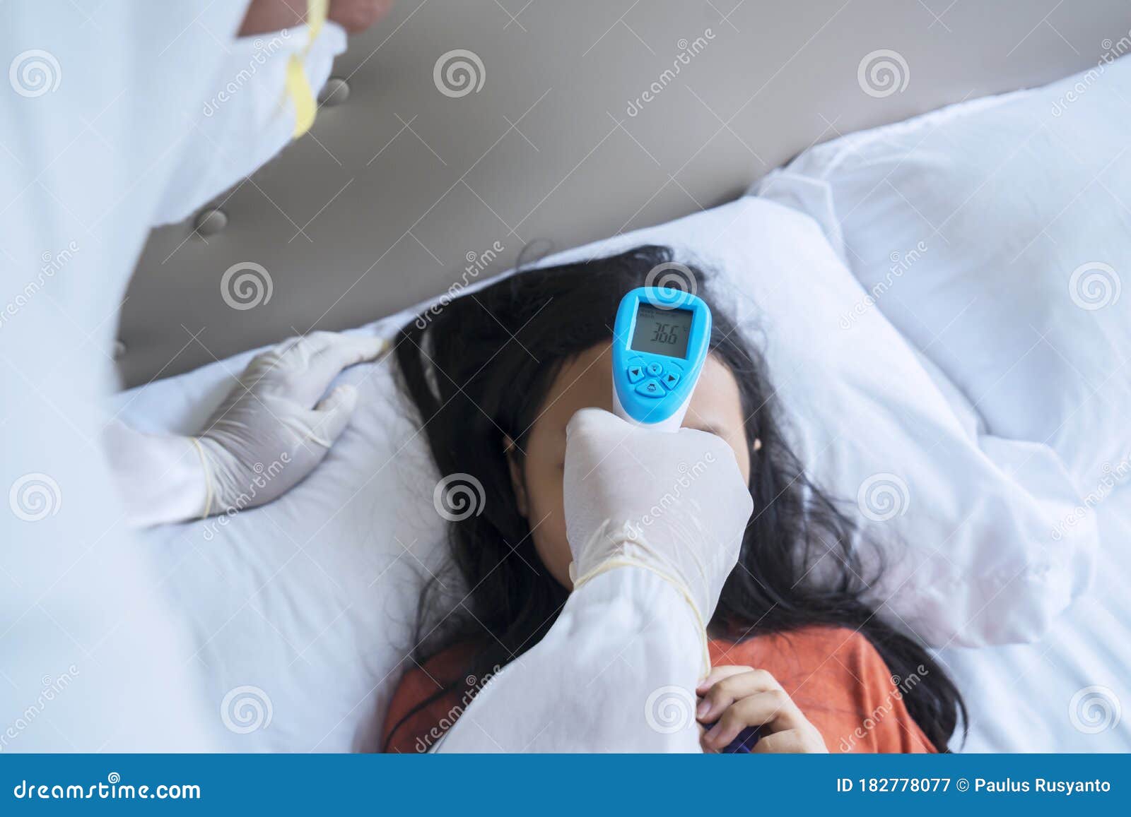 Doctor with Thermometer Checking Child Temperature Stock Image - Image ...