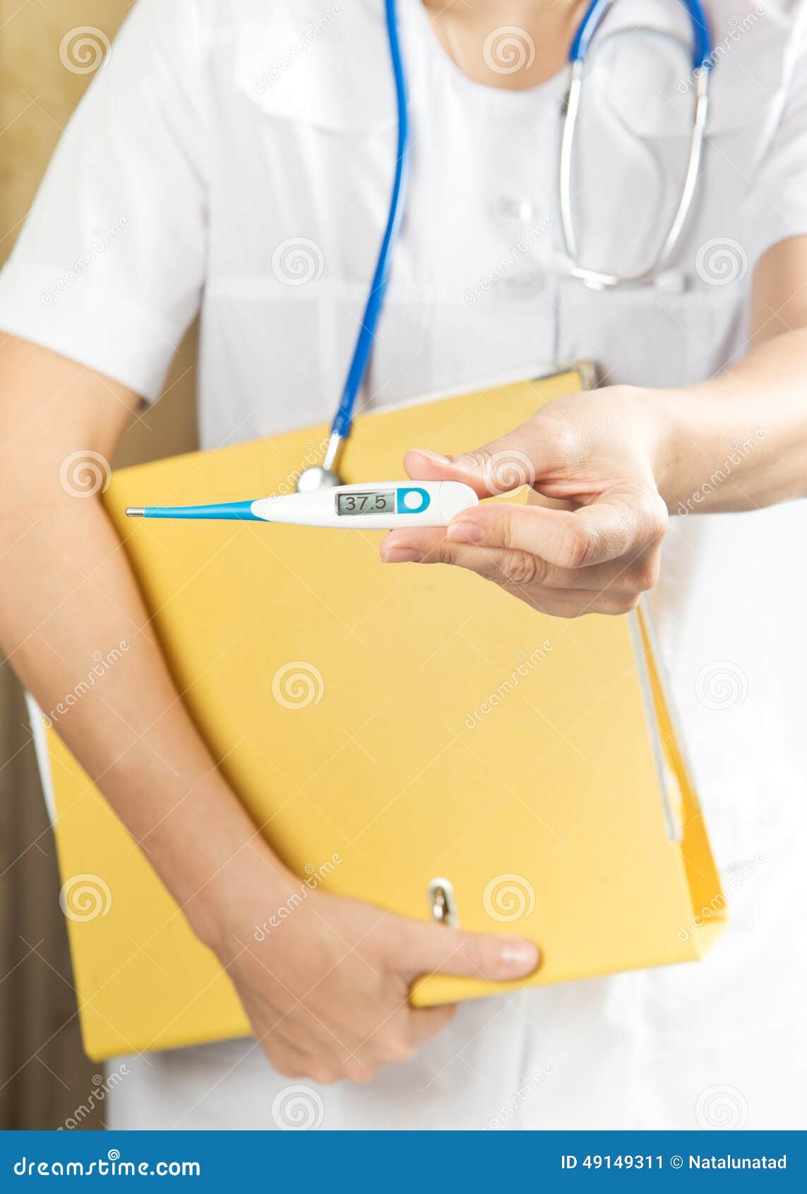 Doctor with thermometer stock image. Image of professional - 49149311