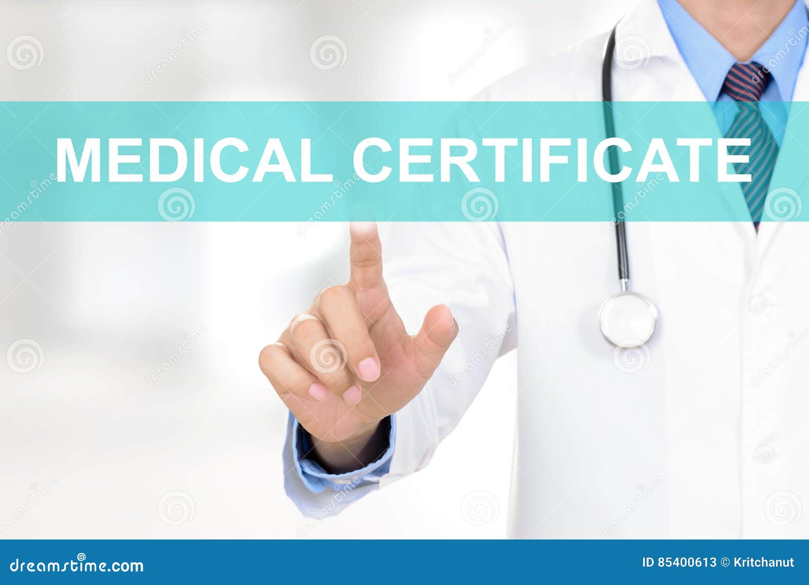 Doctor Touching Medical Certificate Tab Virtual Screen Stock Photos ...