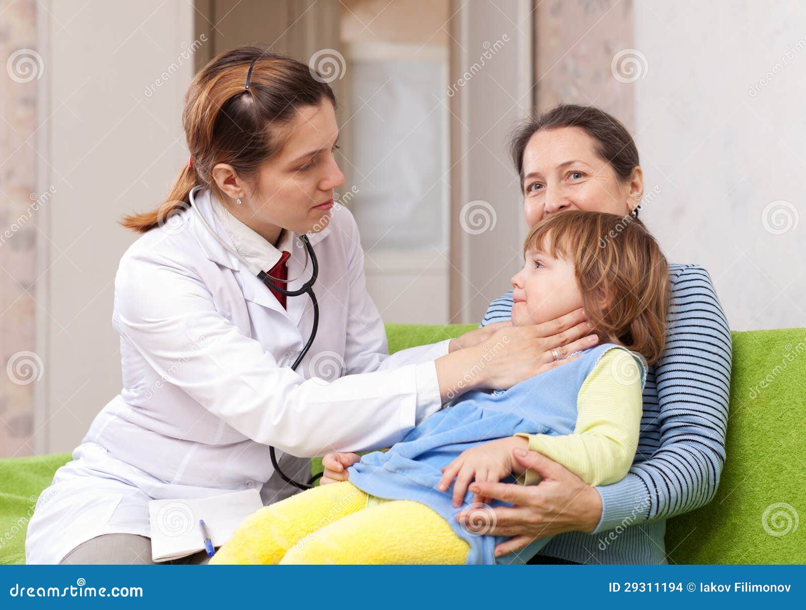 Doctor Touching Neck of Baby Stock Photo - Image of mother, diagnostics ...