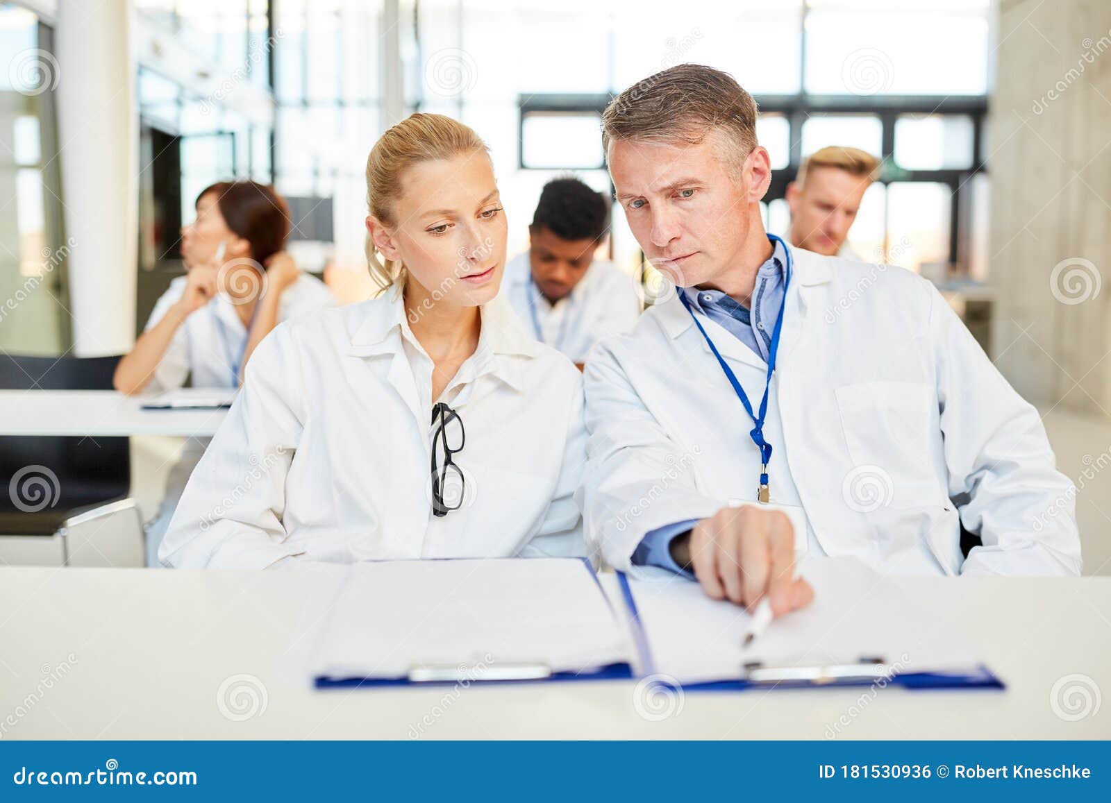 Doctor and Doctor in a Training Seminar Stock Photo - Image of ...