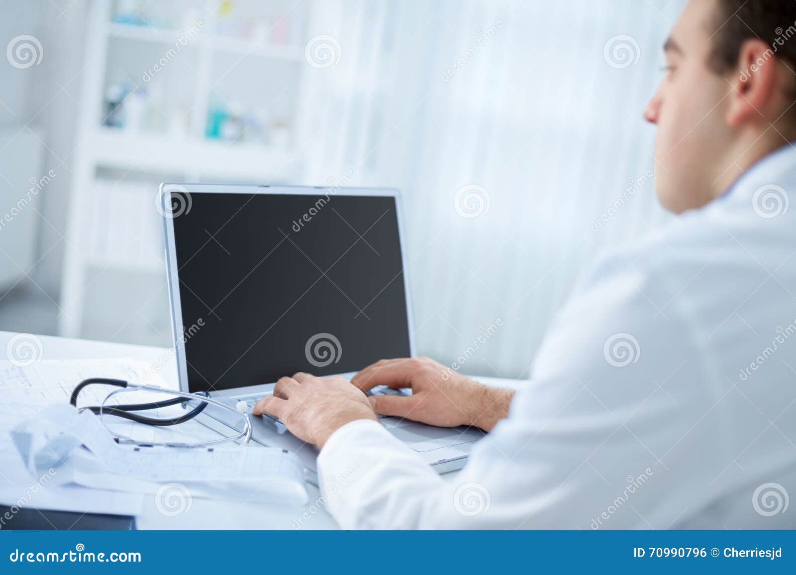Doctor Typing on the Computer Stock Photo - Image of desktop ...