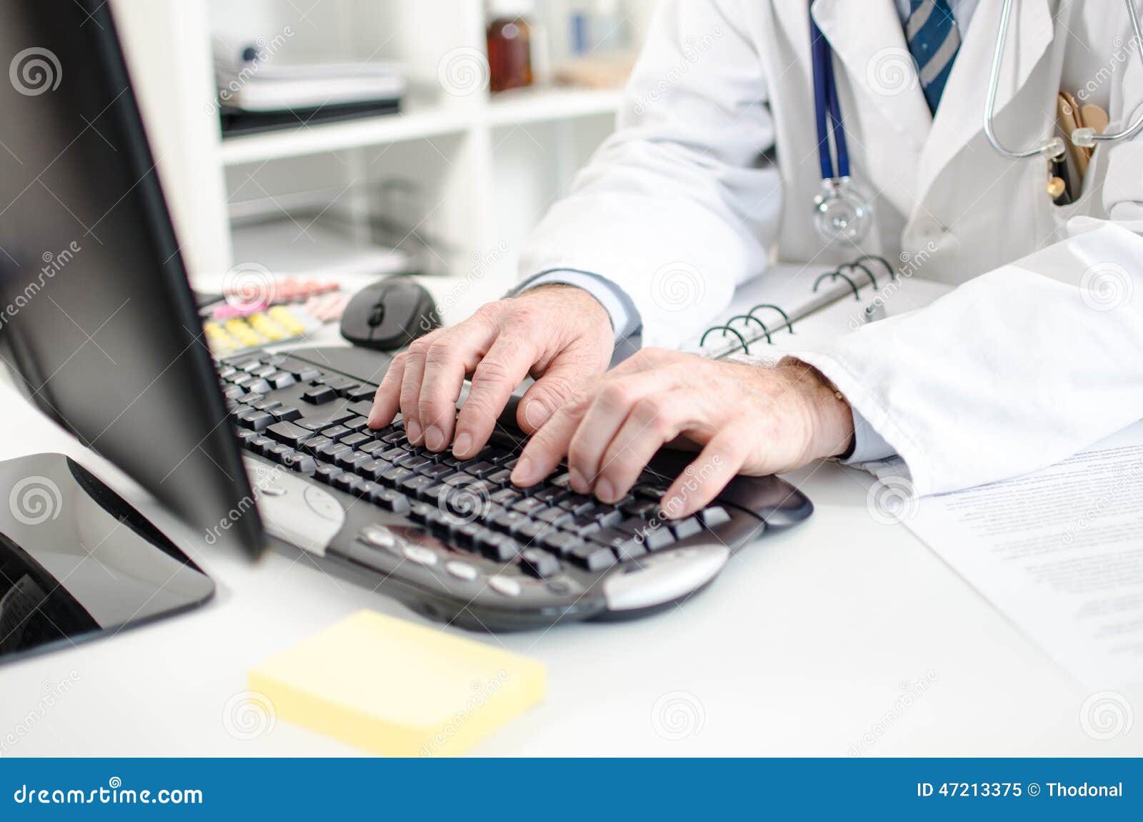 Doctor Typing on a Computer Keyboard Stock Image - Image of modern ...