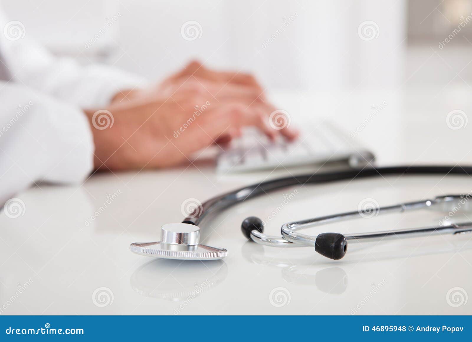 Doctor typing on keyboard stock photo. Image of profession - 46895948