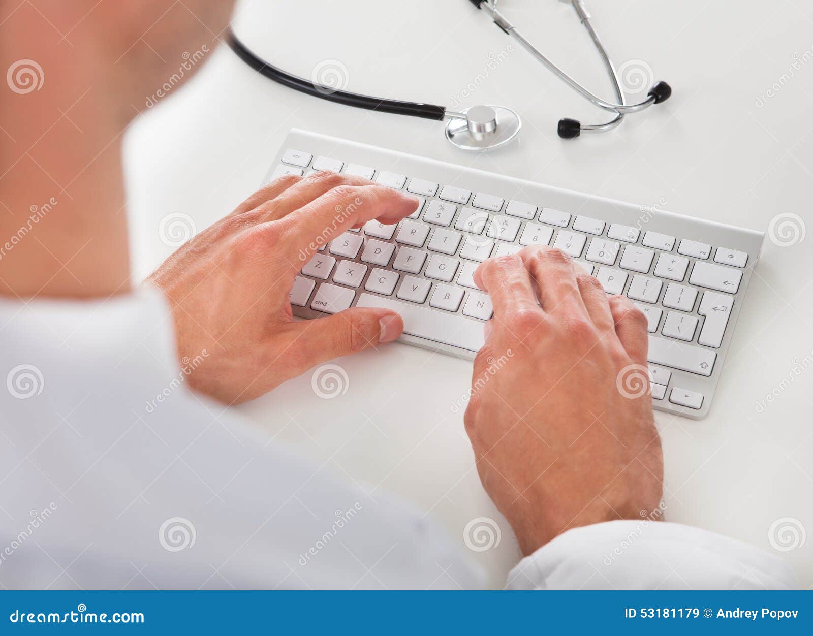 Doctor typing on keyboard stock image. Image of close - 53181179
