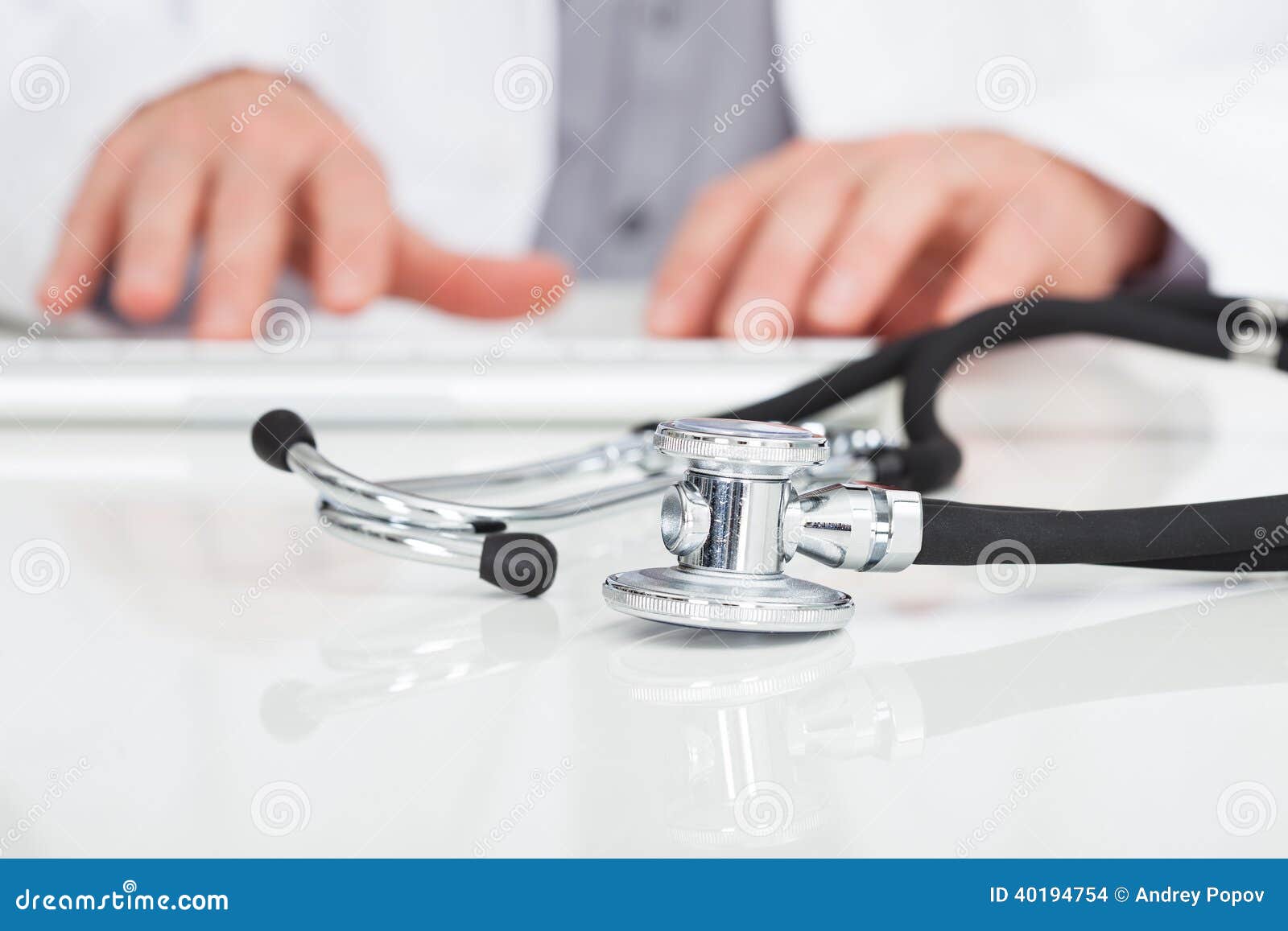 Doctor typing on keyboard stock photo. Image of object - 40194754