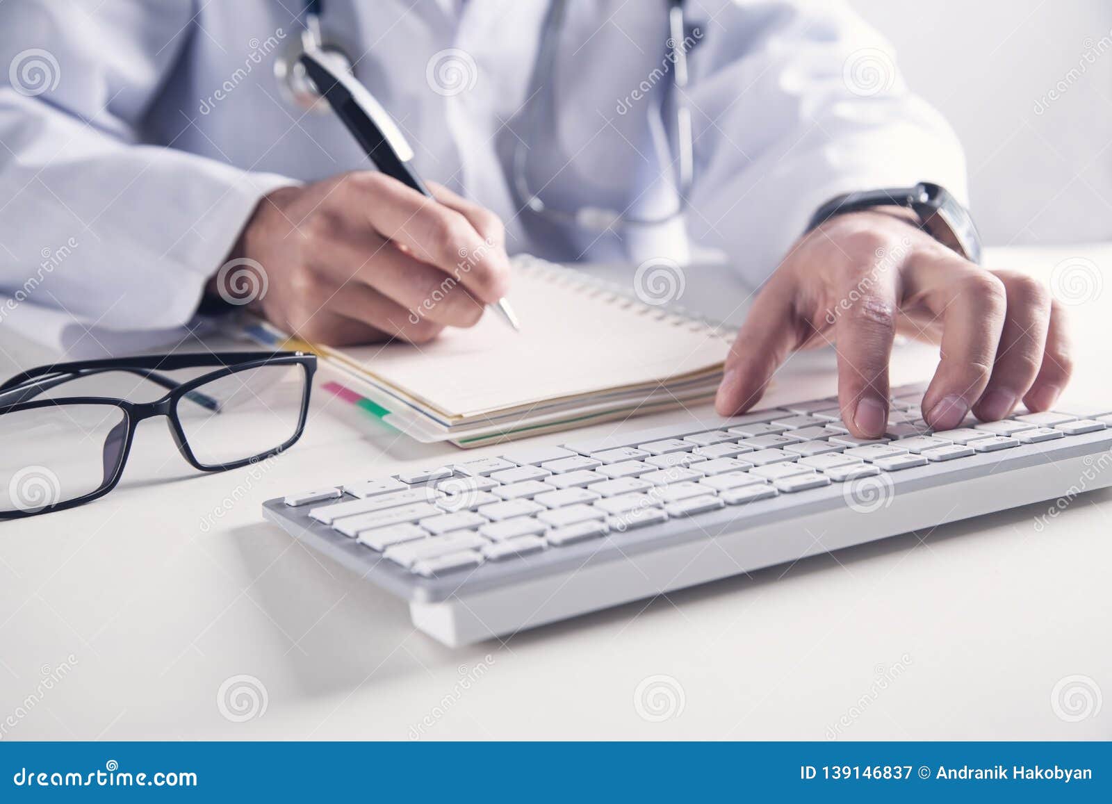 Doctor Typing on Keyboard. Medical Technology Concept Stock Image ...