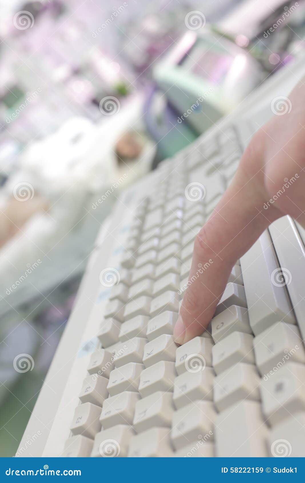 Doctor Typing on Keyboard in Patients Ward Stock Image - Image of ...