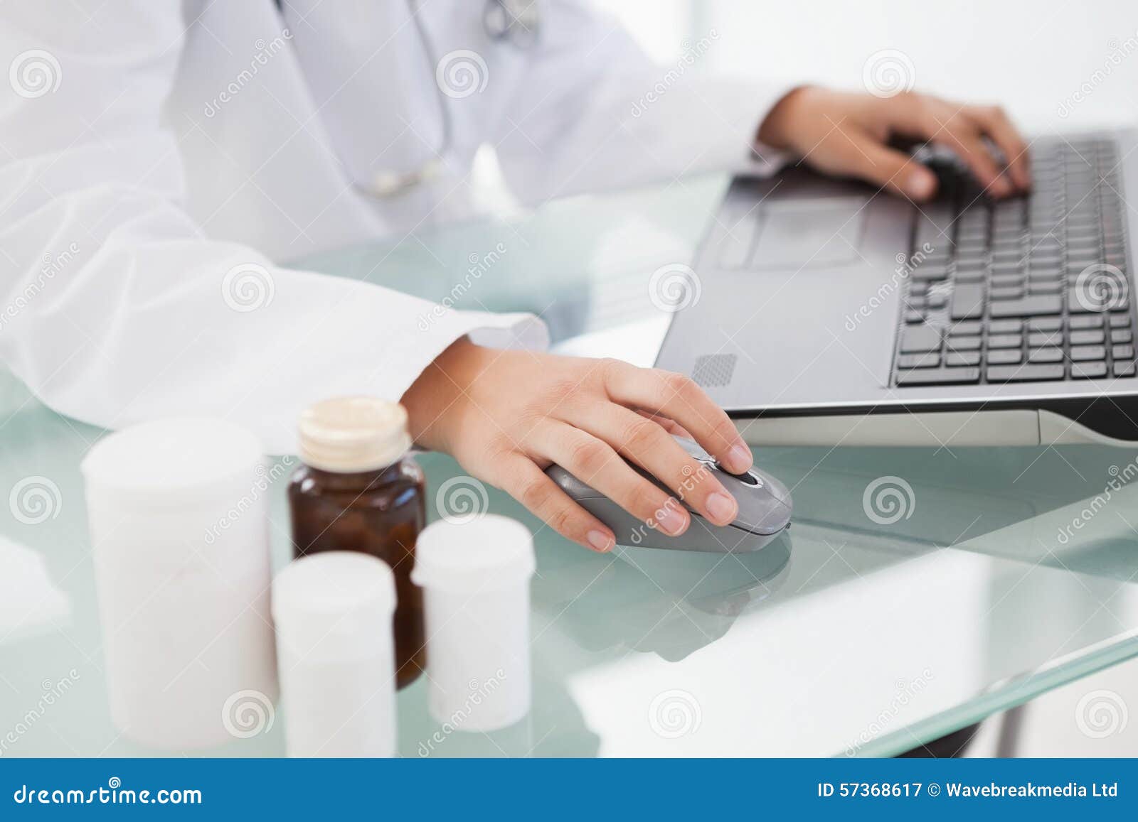 Doctor Typing Out Prescriptions Stock Image - Image of health, service ...