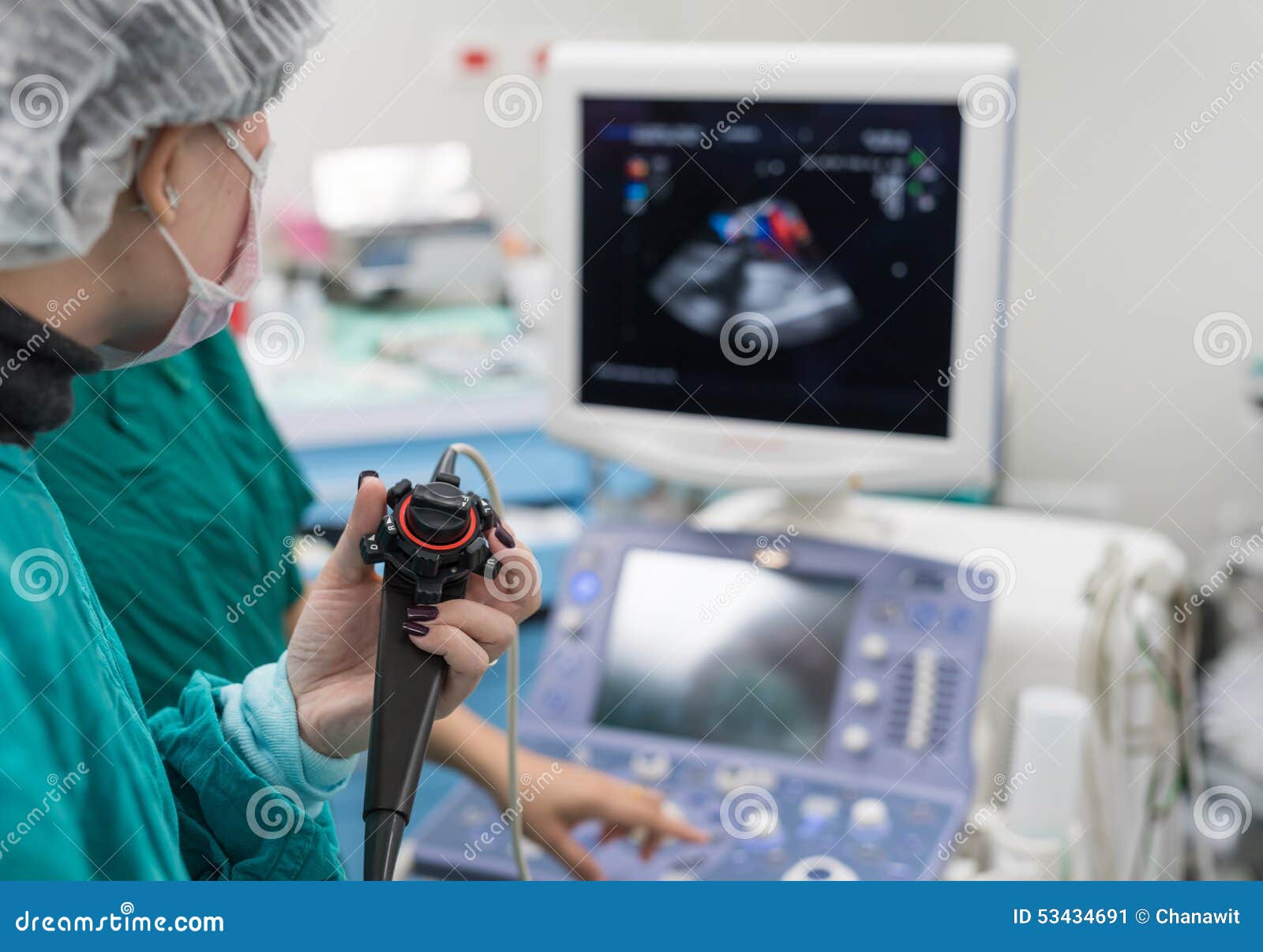 Doctor Use Echocardiogram Intraoperative Stock Image - Image of people ...