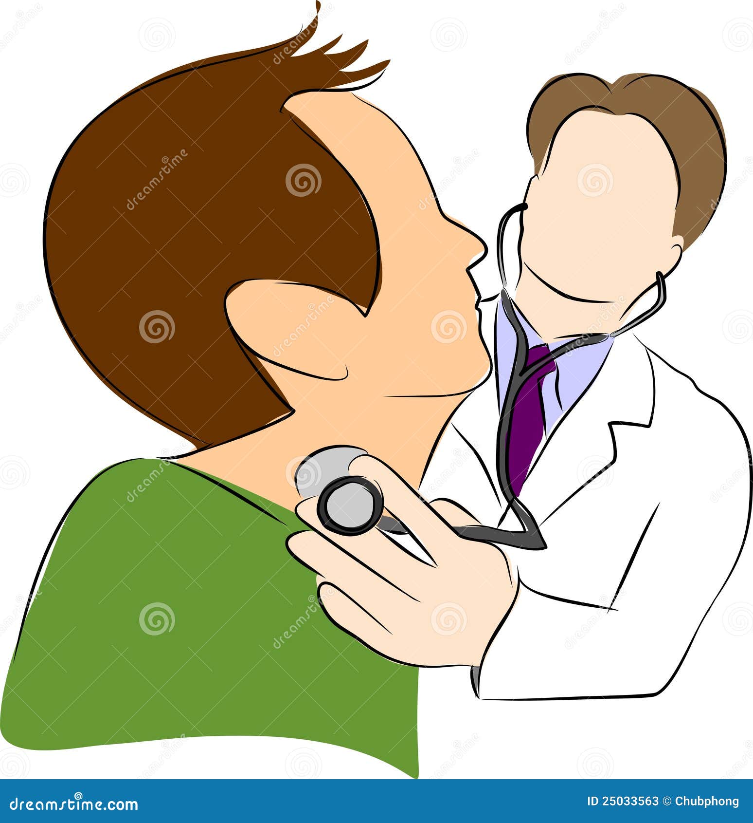 Doctor Use Stethoscope with Patient Stock Illustration - Illustration ...
