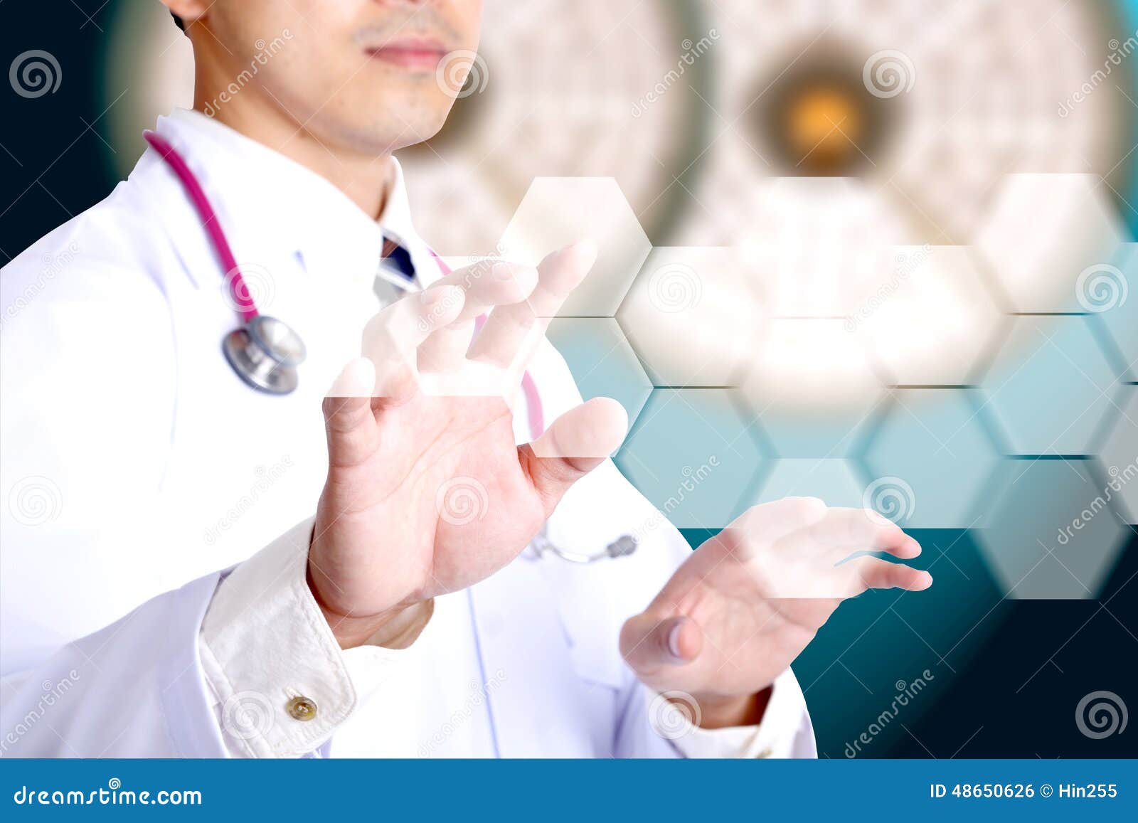 Doctor Used Finger Touch Button Stock Photo - Image of technology ...