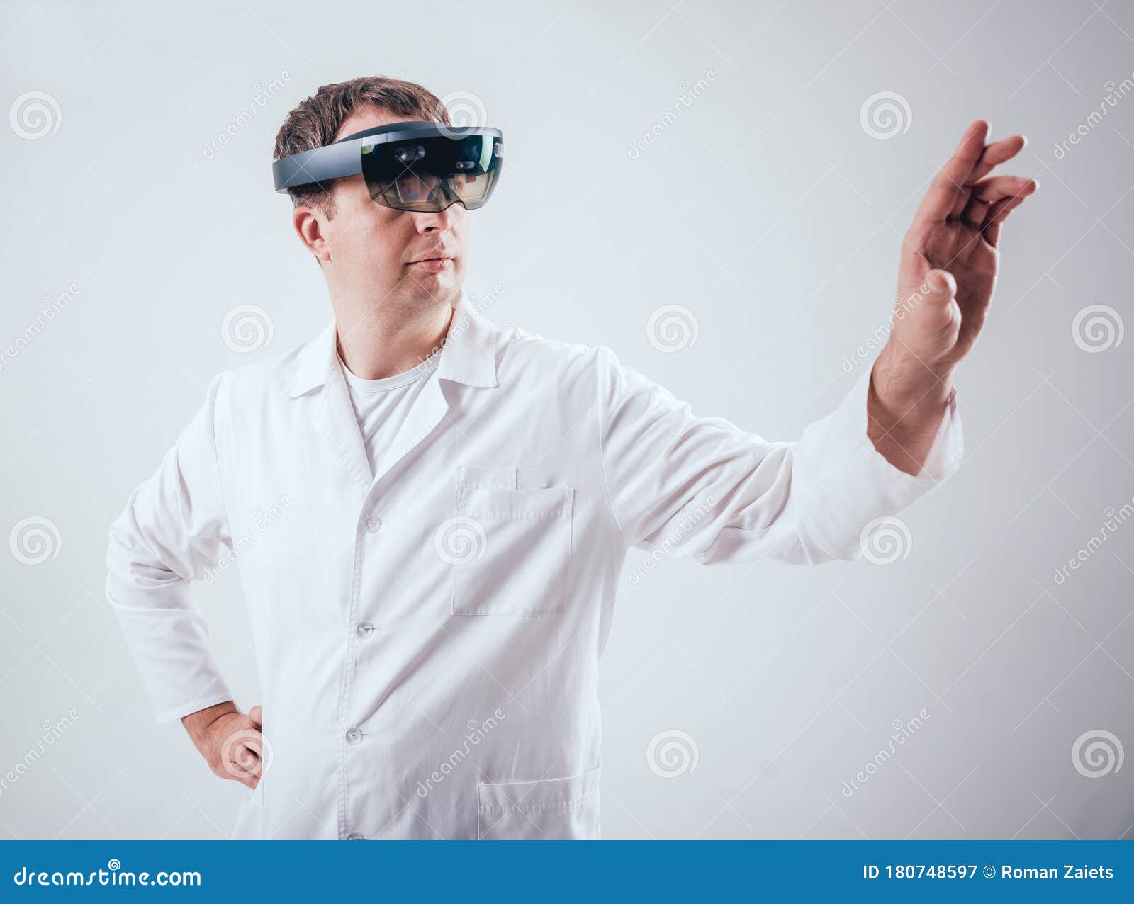 Doctor Uses Augmented Reality Goggles. Modern Technology. Stock Image ...