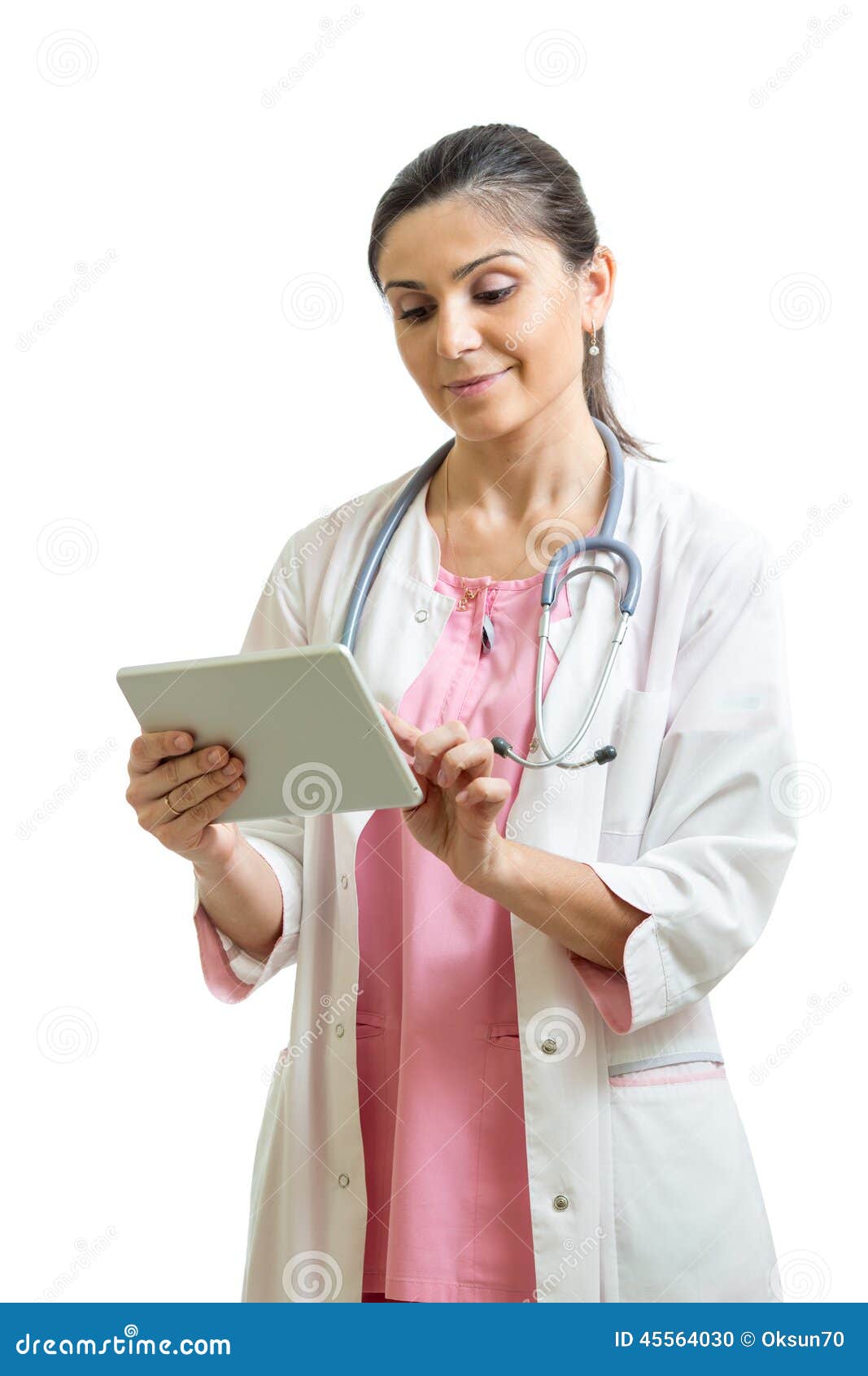 Doctor Using a Digital Tablet Isolated Stock Photo - Image of hands ...
