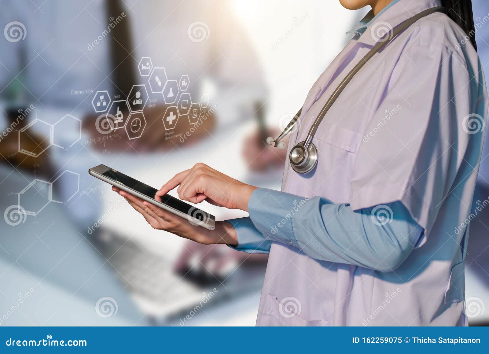 Doctor Using Digital Technology Tablet in the Office. Stock Image ...