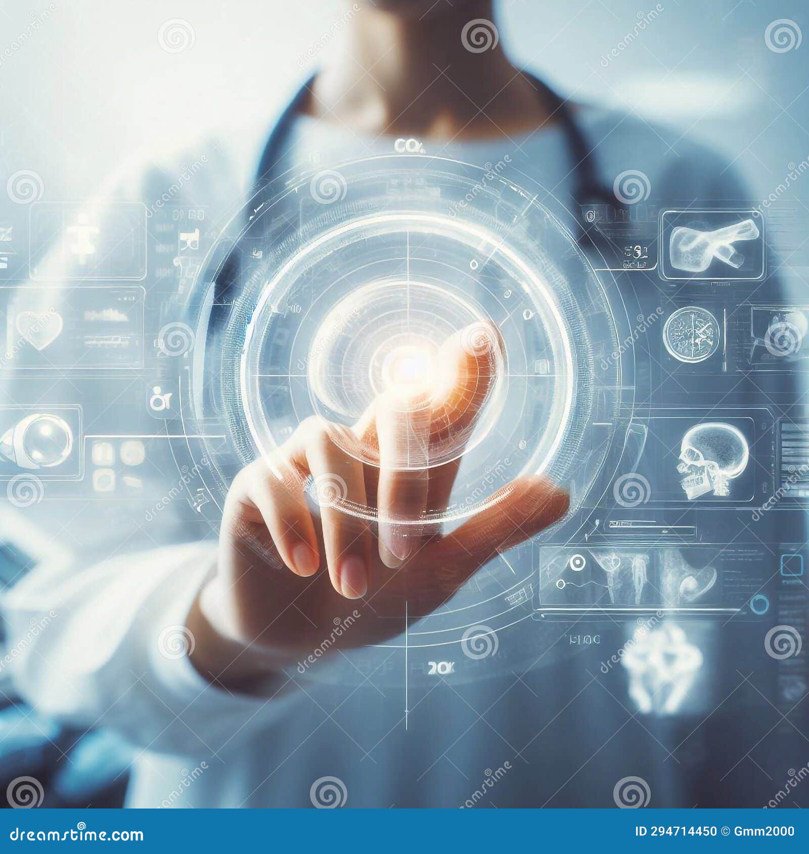 Doctor is Using Hologram of Brain System in Operating Room Generative ...