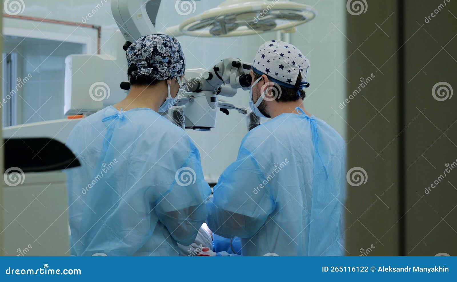 Doctor Using Microscope during Nerve Surgery. a Professional ...