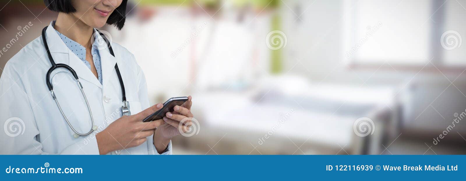 Composite Image of Doctor Using Mobile Phone Against Grey Background ...