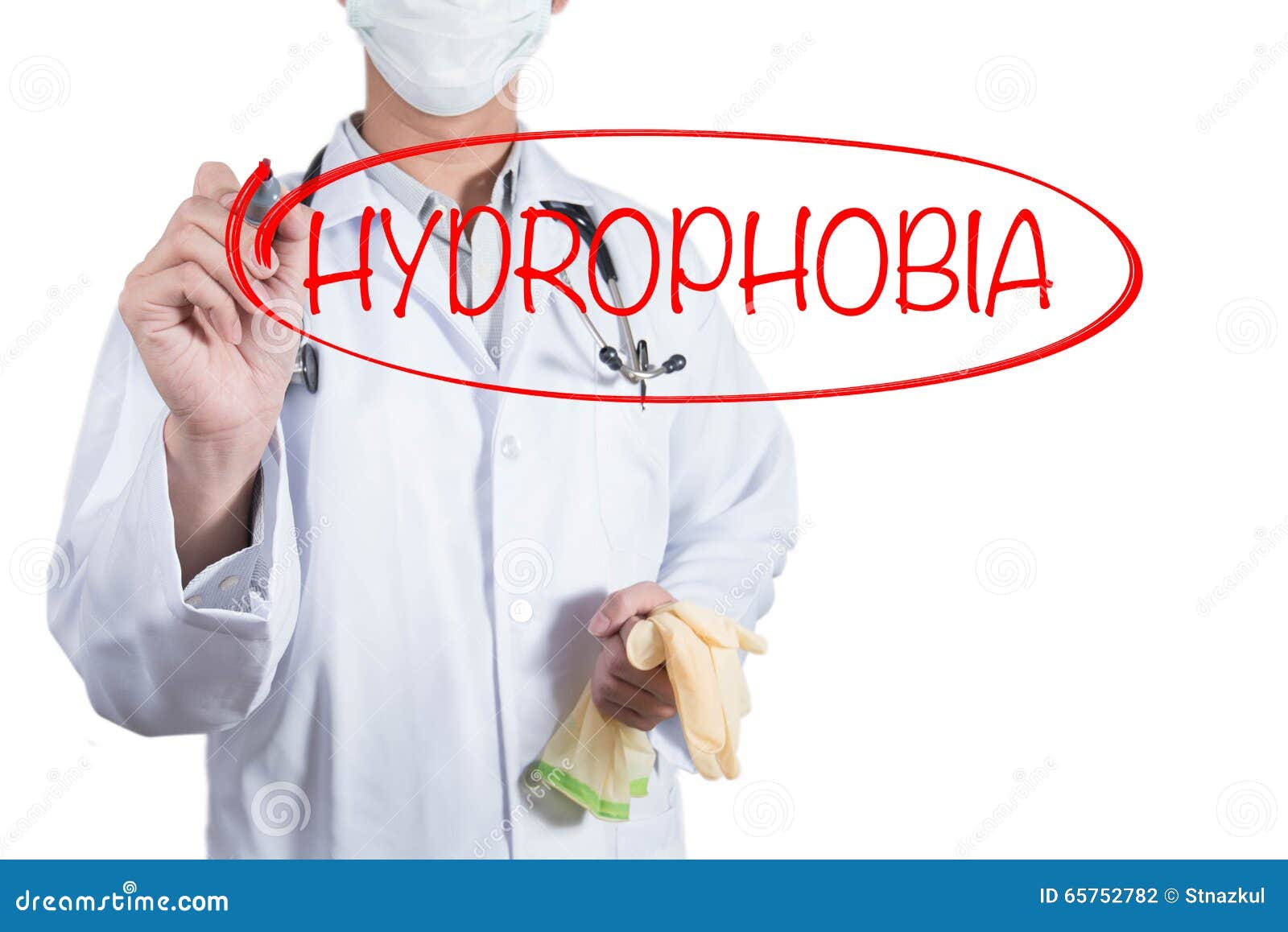 Doctor Using Pen Draw Circle on Hydrophobia Stock Photo - Image of ...
